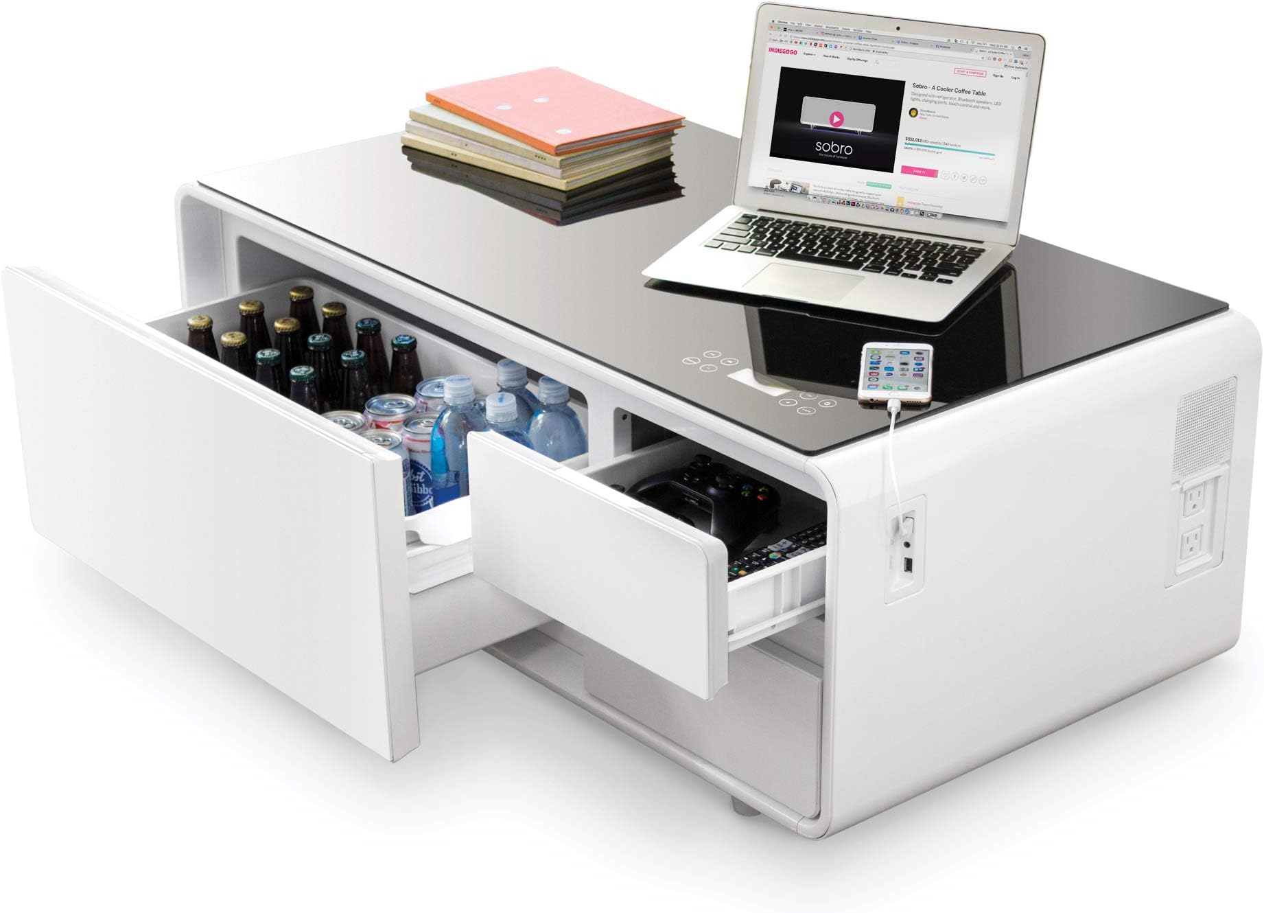 Amazon.com: Sobro Coffee Table with Built in Fridge, Speakers, Outlets ...
