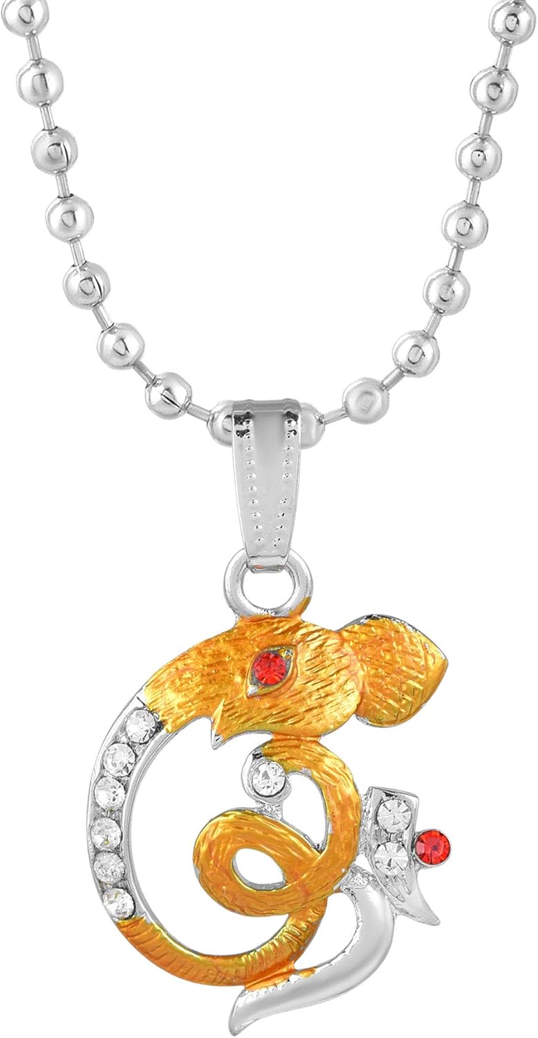 Handcrafted CZ Studded Silver Dual Tone Lord Vighnharta Ganesh ...