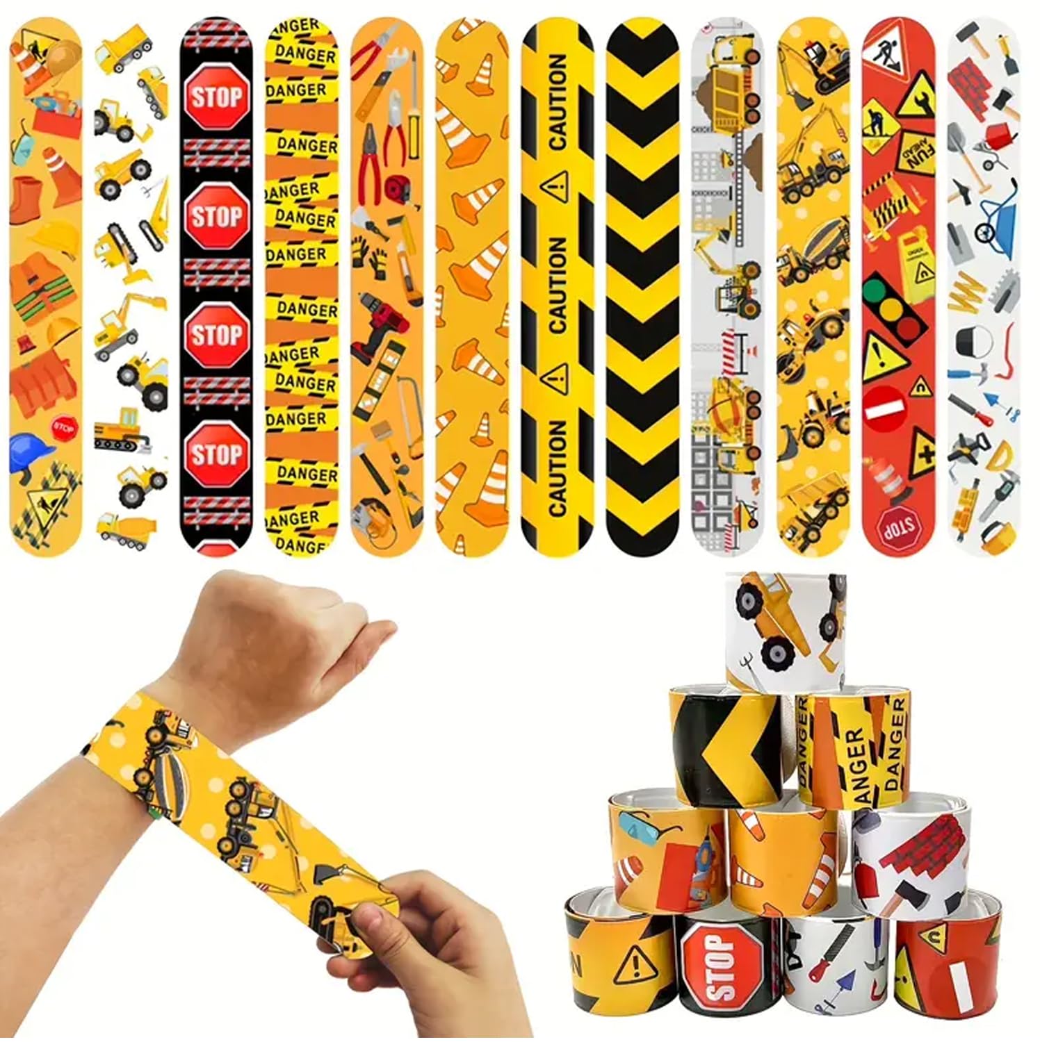 Party Propz Construction Theme Return Gift for Kids- 12 Pcs Slap Bands ...