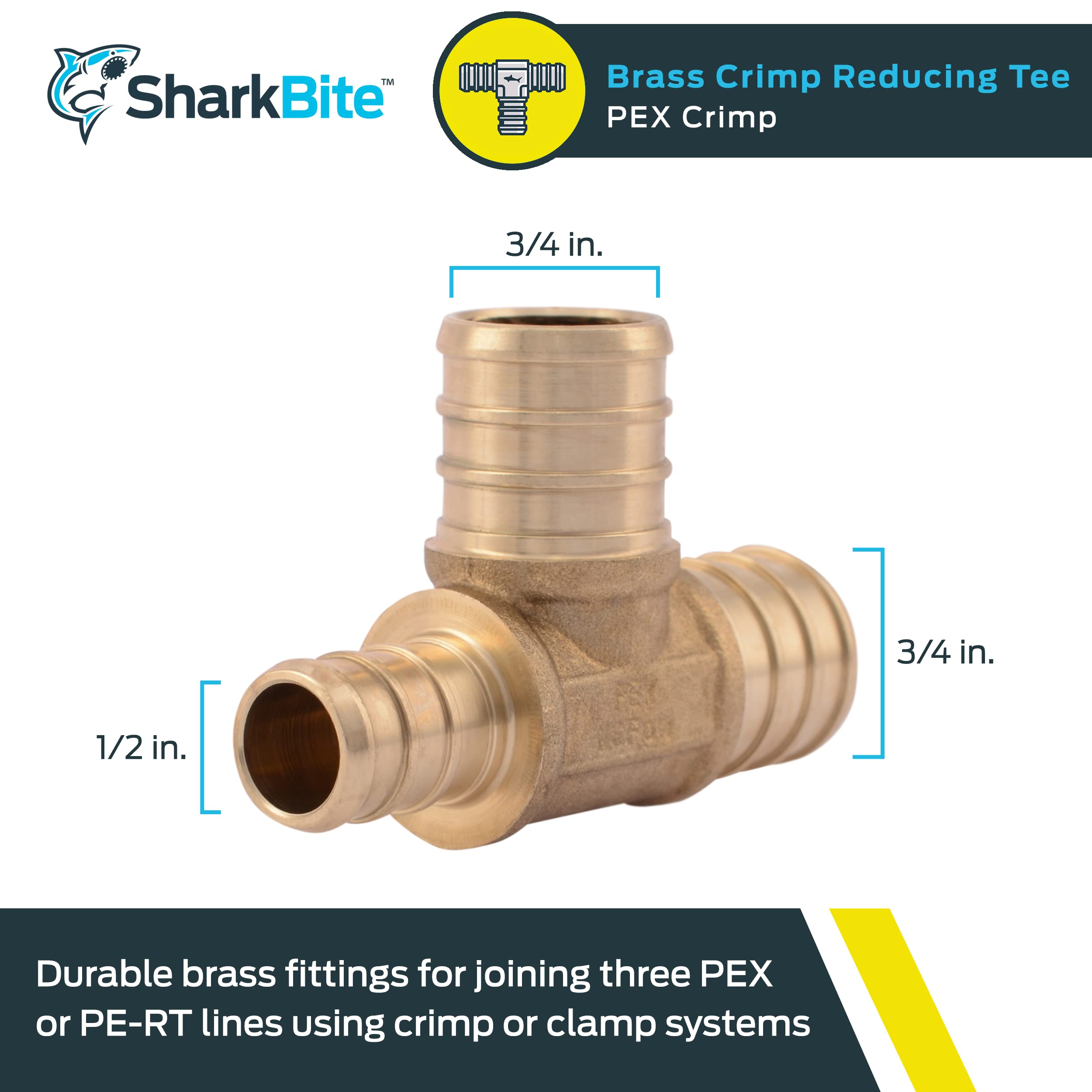Sharkbite Reducing Tee SharkBite 3/4x3/4x1/2 Inch Brass Crimp Reducing ...