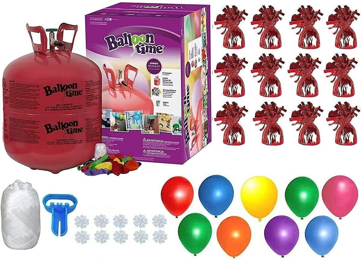 Amazon.com: BLUE RIBBON Helium Tank with 50 Balloons and White Ribbon ...