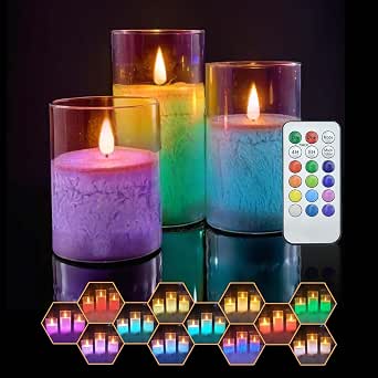 Amazon.com: GCXX 3pcs LED Color Changing Candles, Battery Operated ...