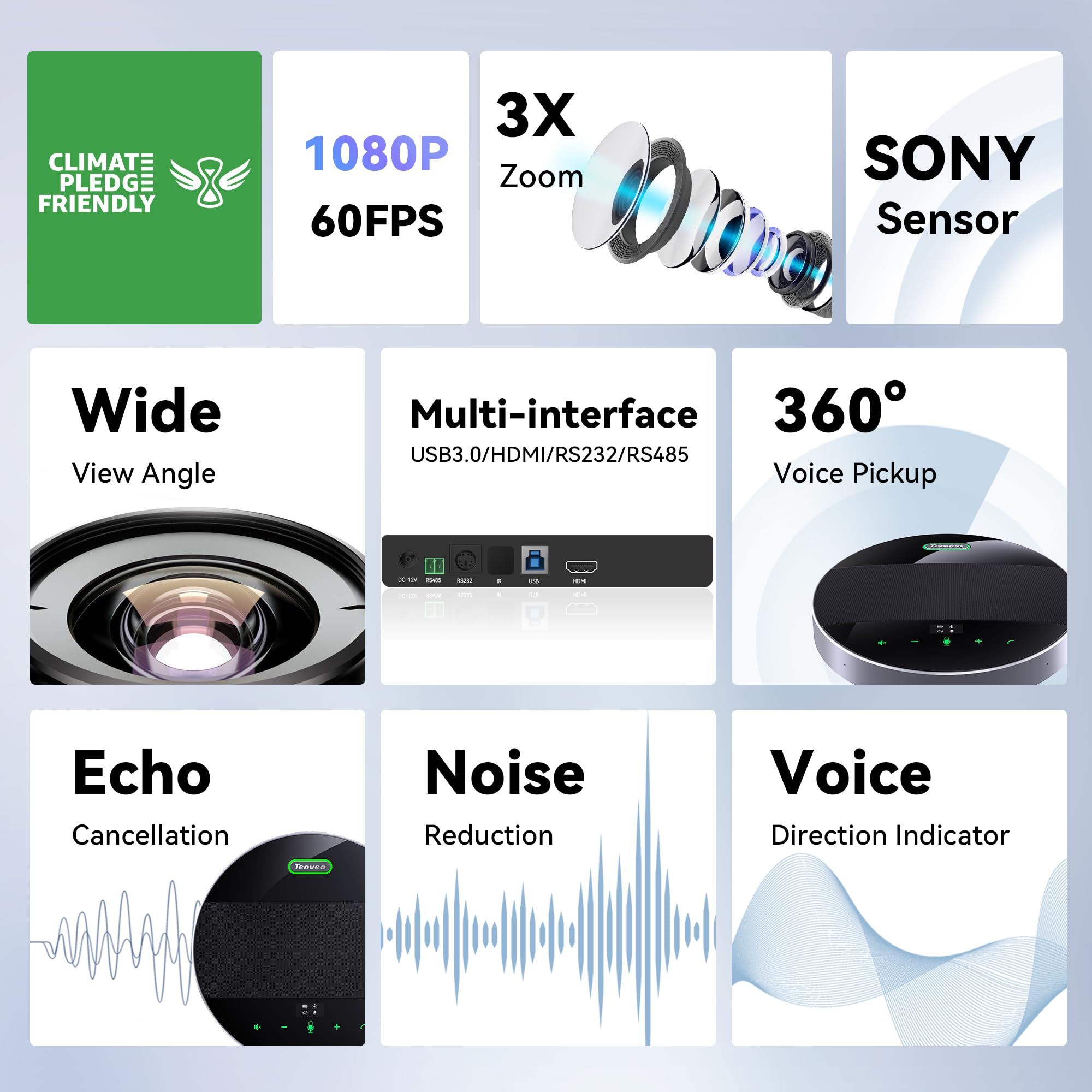Snapklik.com : Tenveo All-in-One Conference System 3X Optical Zoom PTZ ...