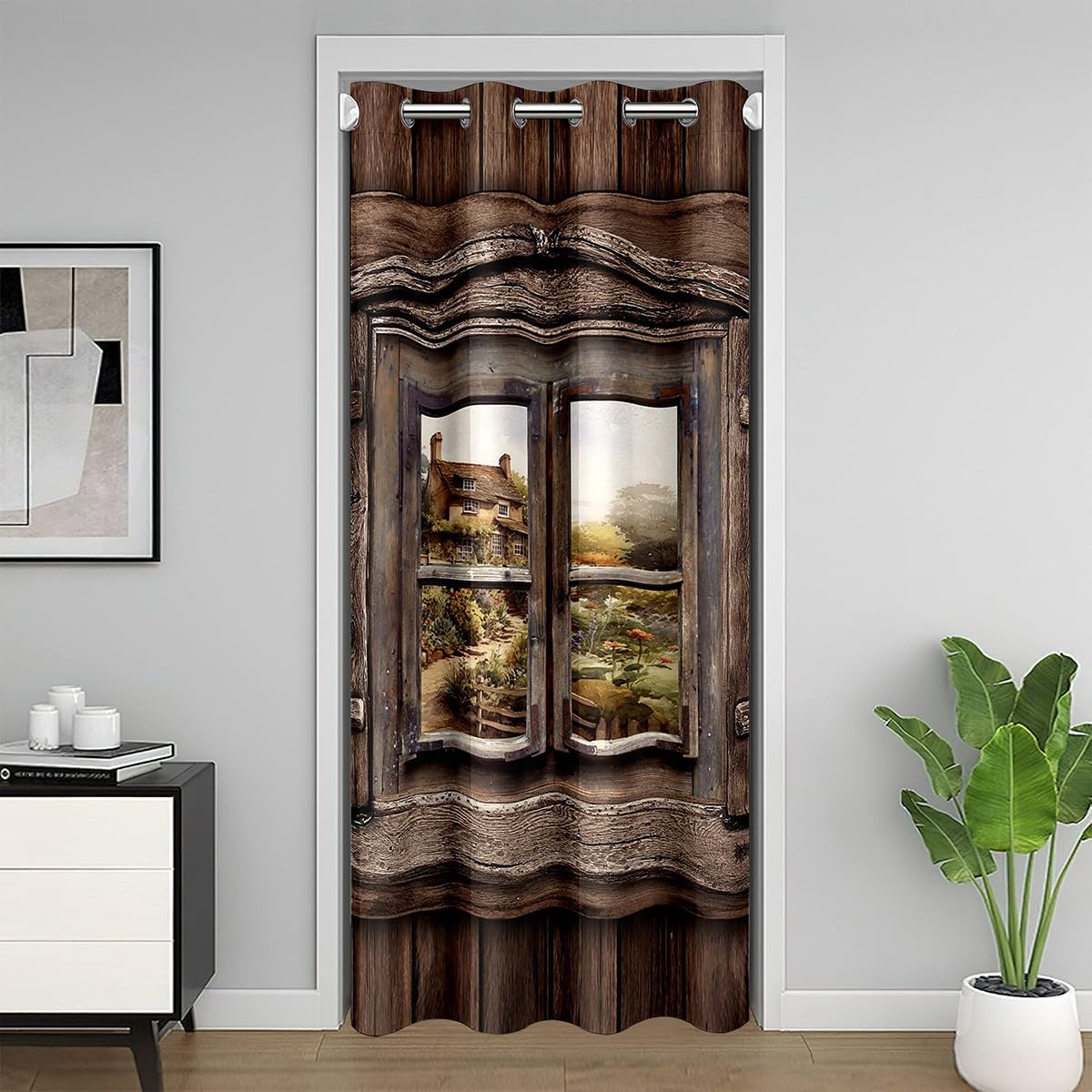 Amazon.com: Homewish Rustic Farmhouse Door Curtain 1 Panel 60" W X 80 ...