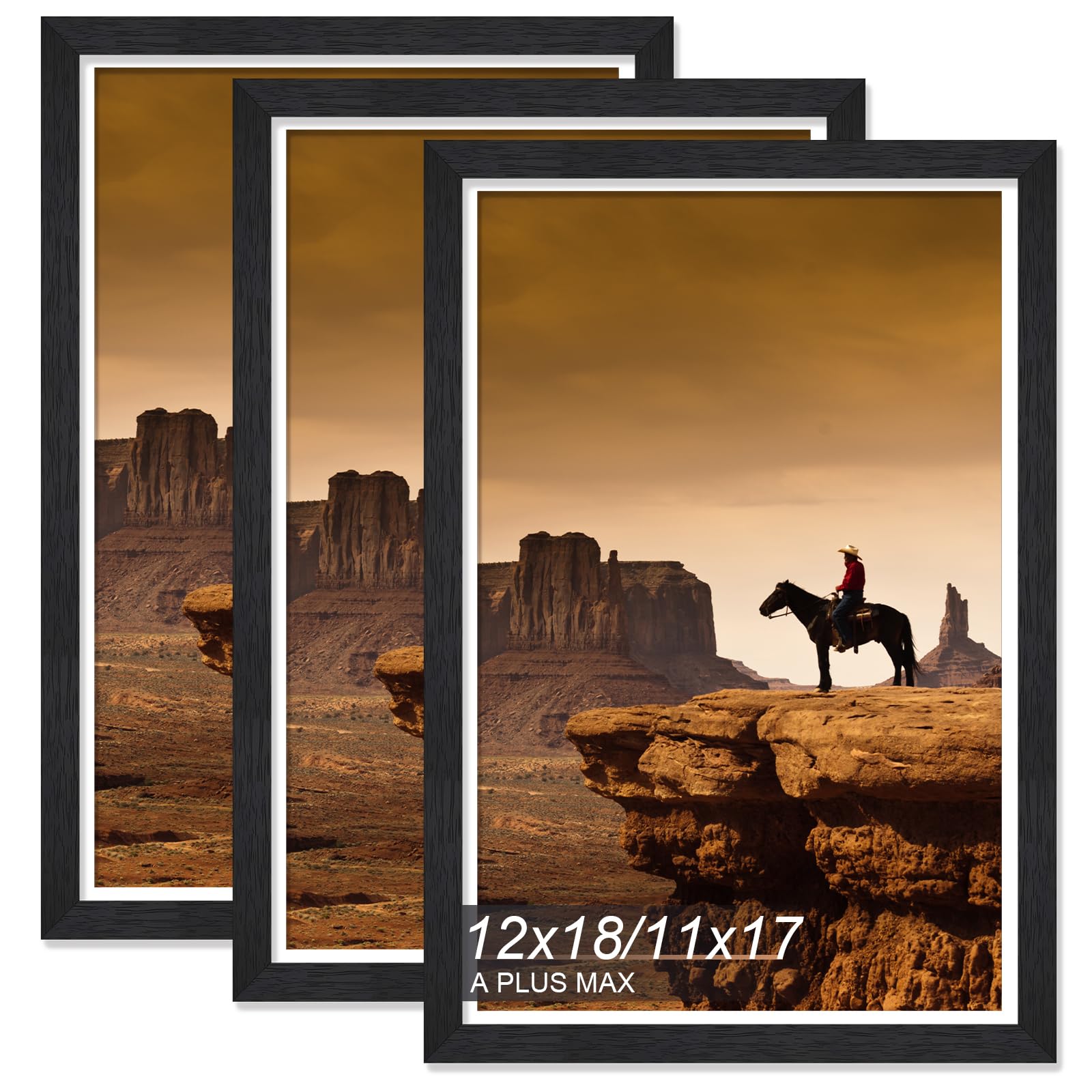 Amazon.com - A PLUS MAX 12x18 Picture Frame Set of 3, Engineered Wood ...