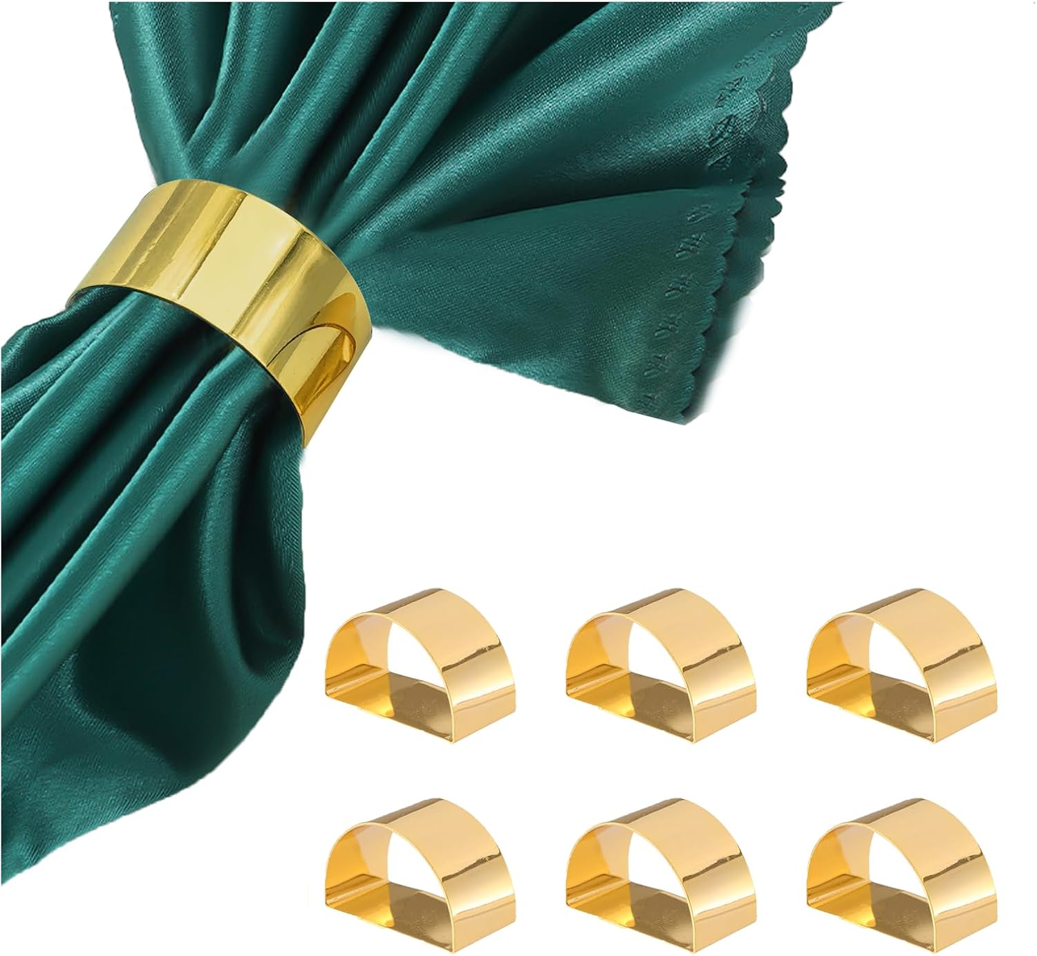 Amazon.com: Napkin Rings Set of 6, Gold Napkin Rings Holder,D Semi ...