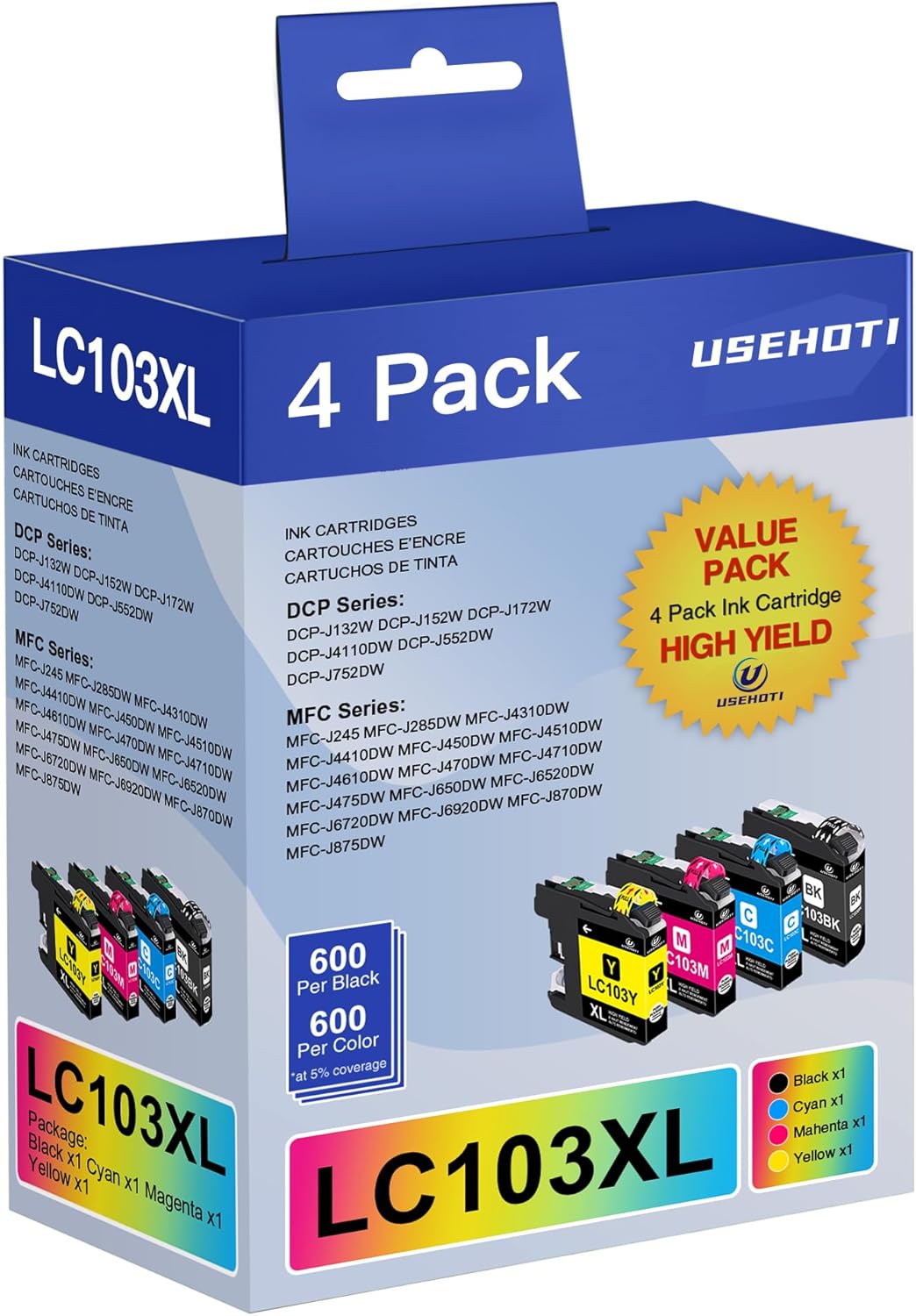 Amazon.com: USEHOTI LC103XL Compatible for Brothers Ink Cartridges ...
