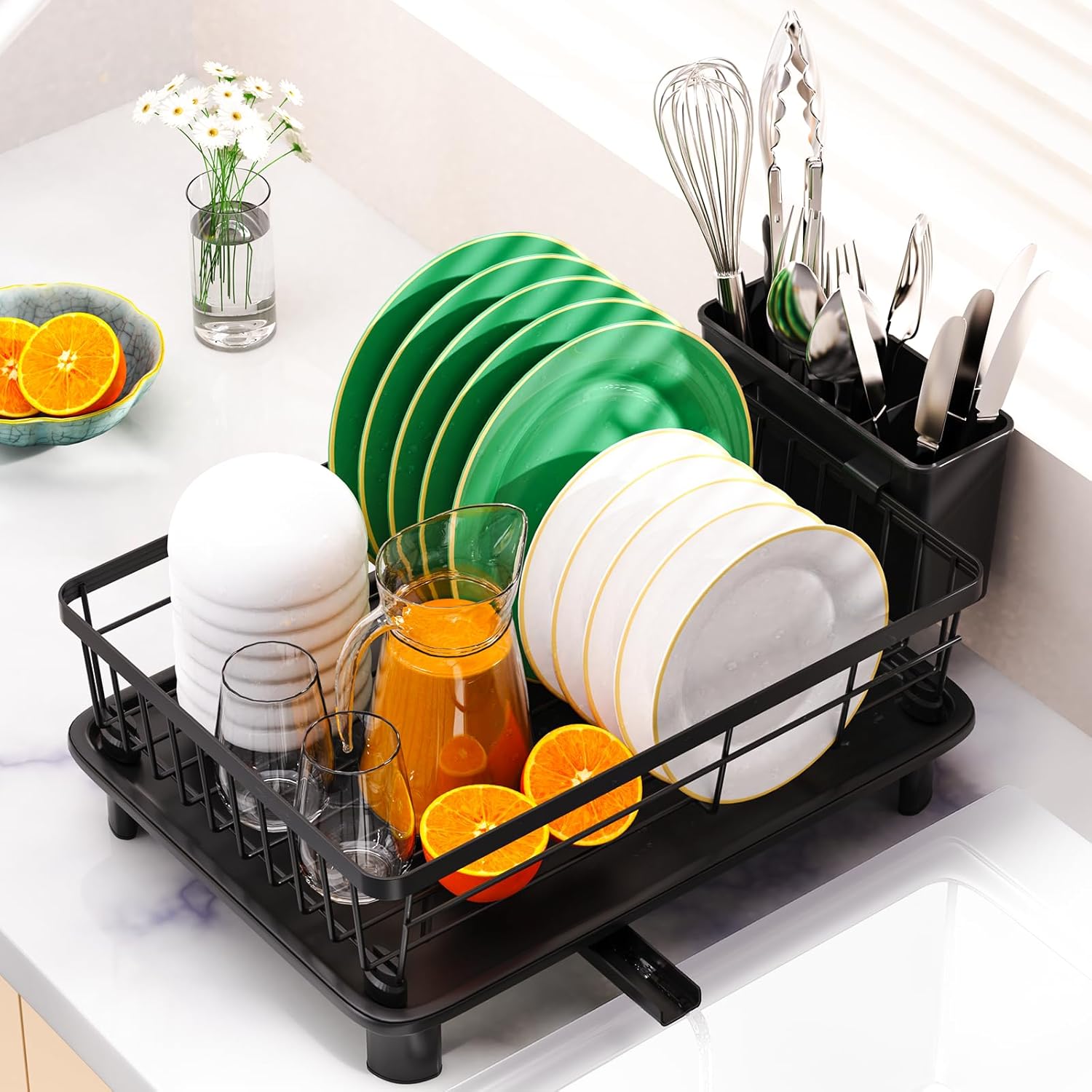 Dish Drainer Rack Stainless Steel Dish Drying Rack Kitchen with Drip ...