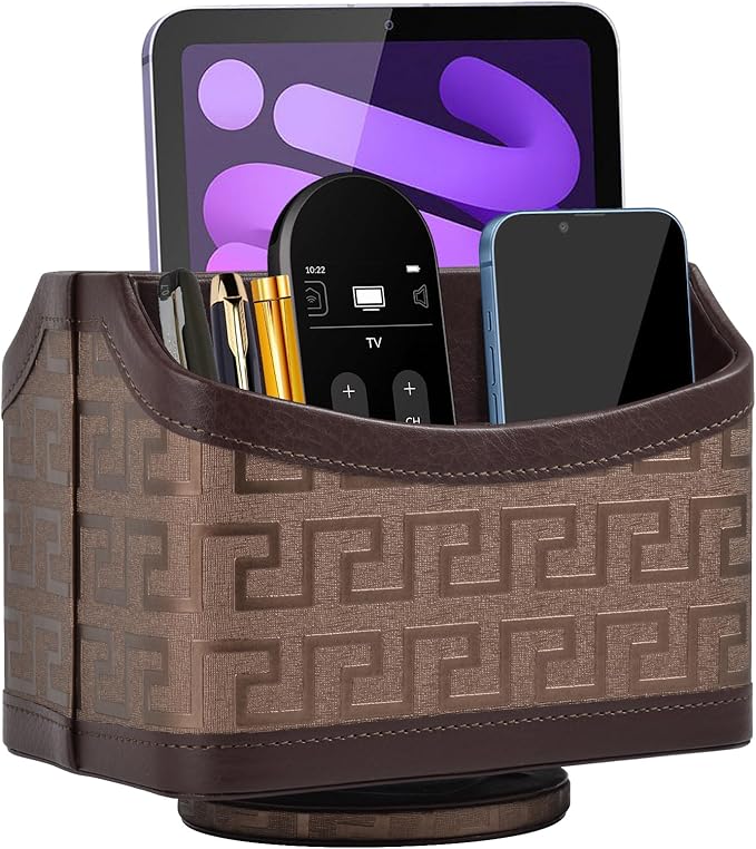 Amazon.com : Leather Remote Control Holder 360°Rotatable,Bedside ...