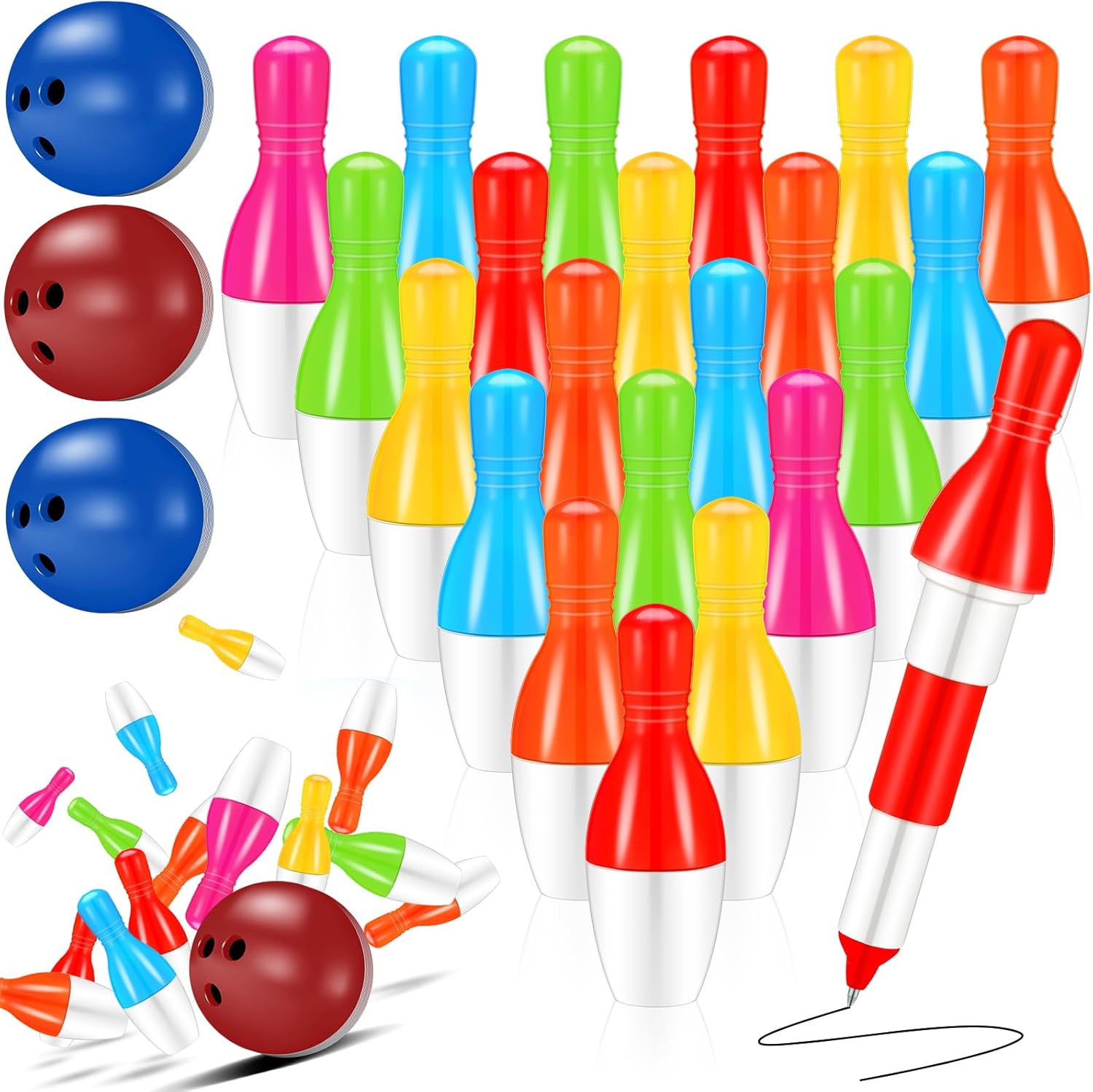 Amazon.com : Maitys 60 Pcs Bowling Party Favors for Kids Including 40 ...