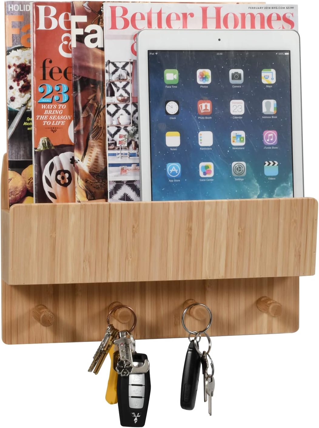 Amazon.com : MobileVision Bamboo Mail & Letter Wall Mount Organizer ...