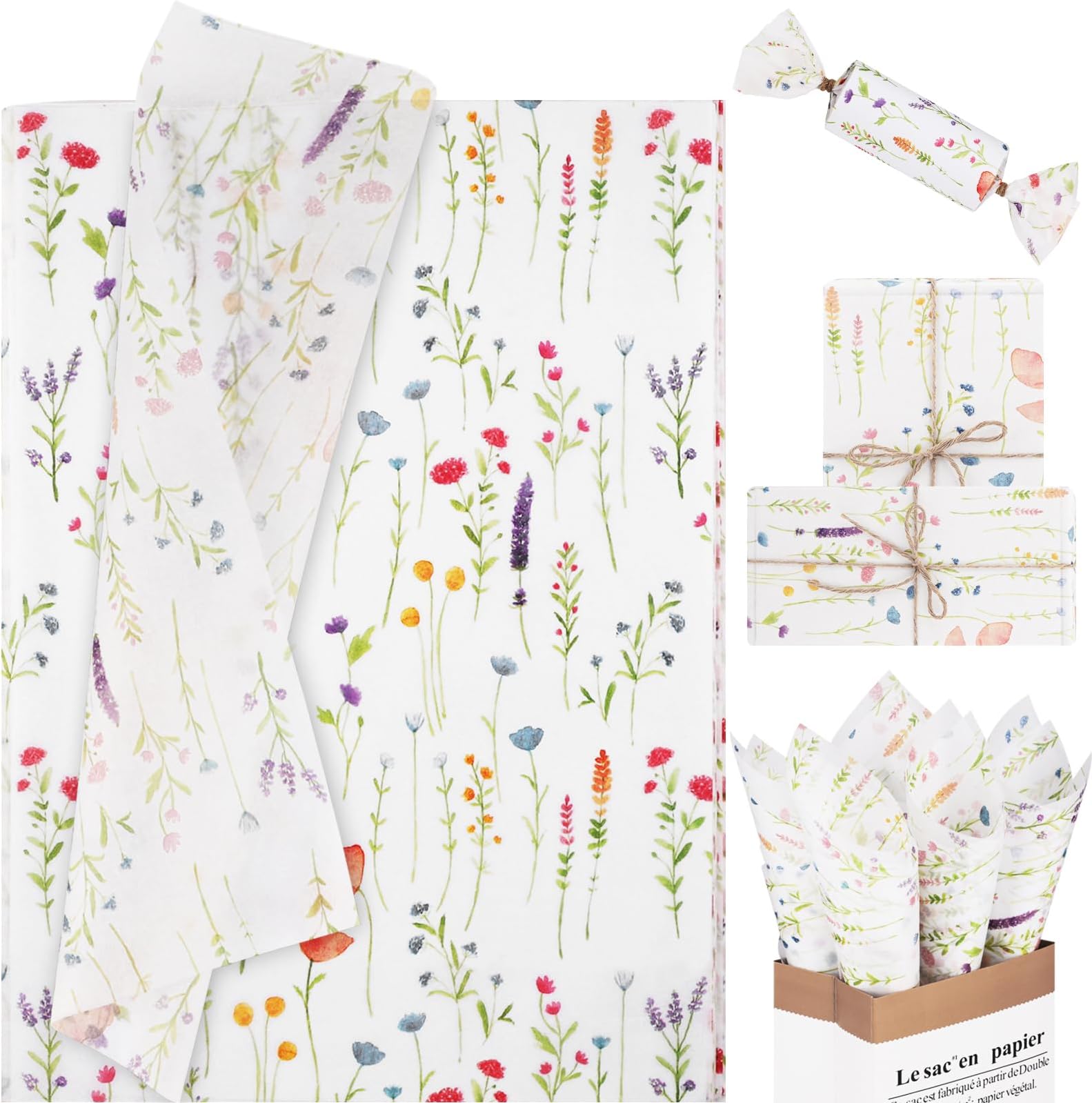 Amazon.com: Boutique Printed Tissue Paper for Gift Wrapping with ...