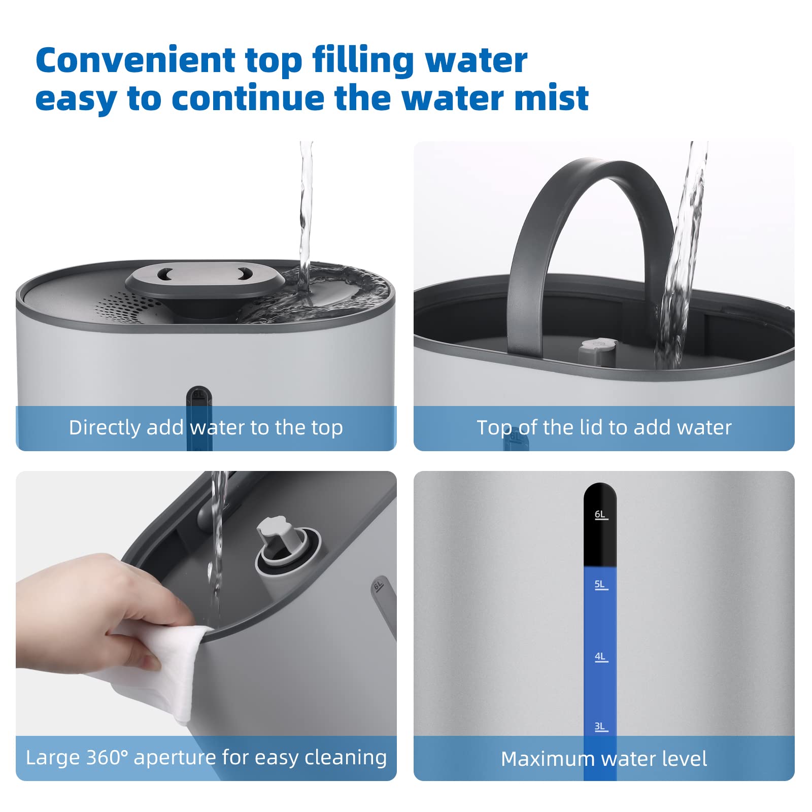 6L Humidifiers for Bedroom Large Room, Cool and Warm Humidifiers for ...