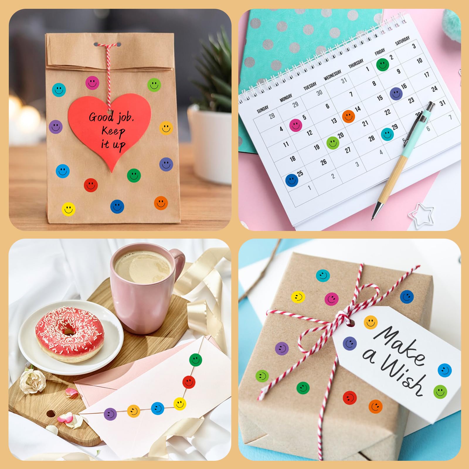 Snapklik.com : 6000 Pieces Happy Smile Face Stickers, Round Small Happy ...