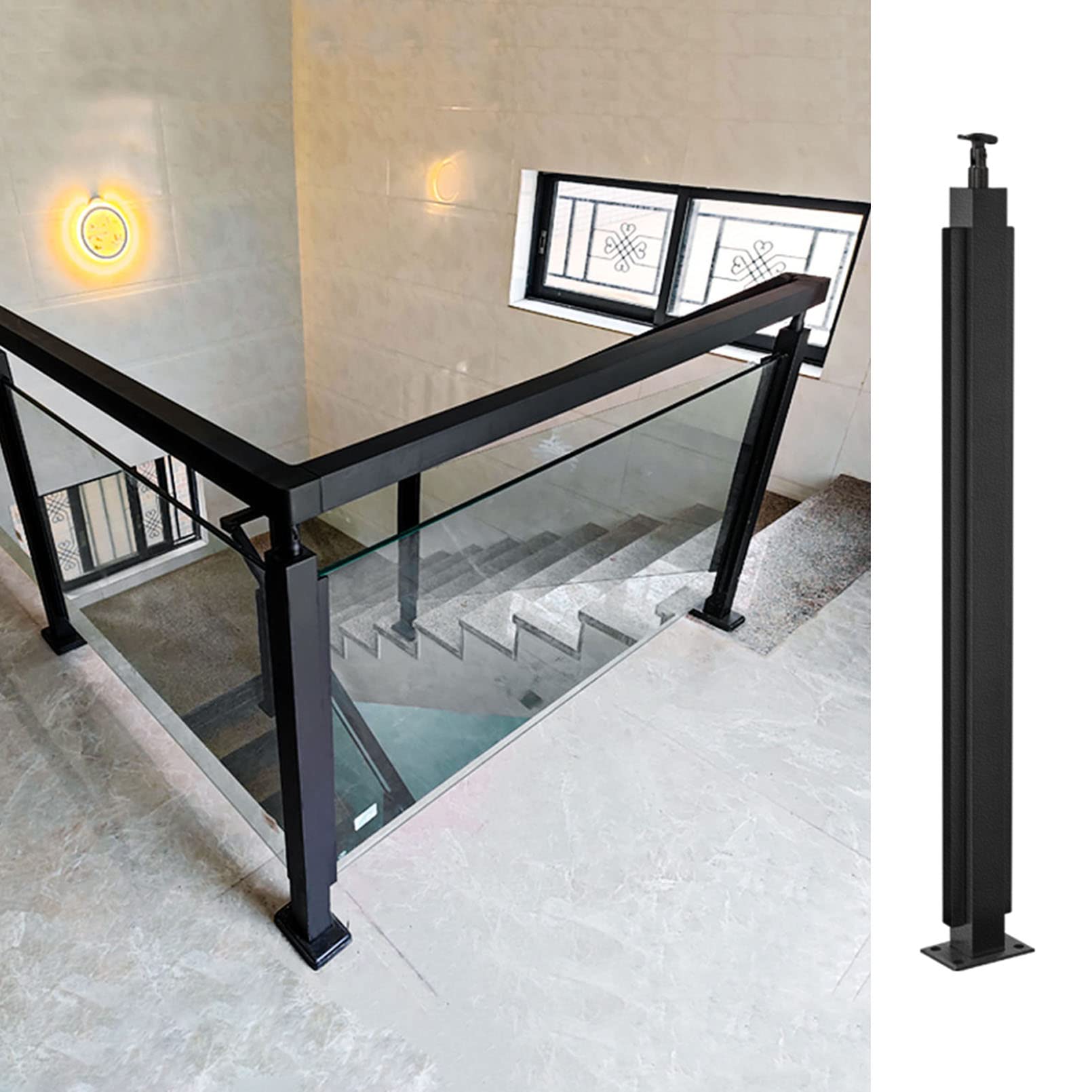 Buy Natuogo Black Stainless Steel Stair Railing Handrail Posts, 85cm ...