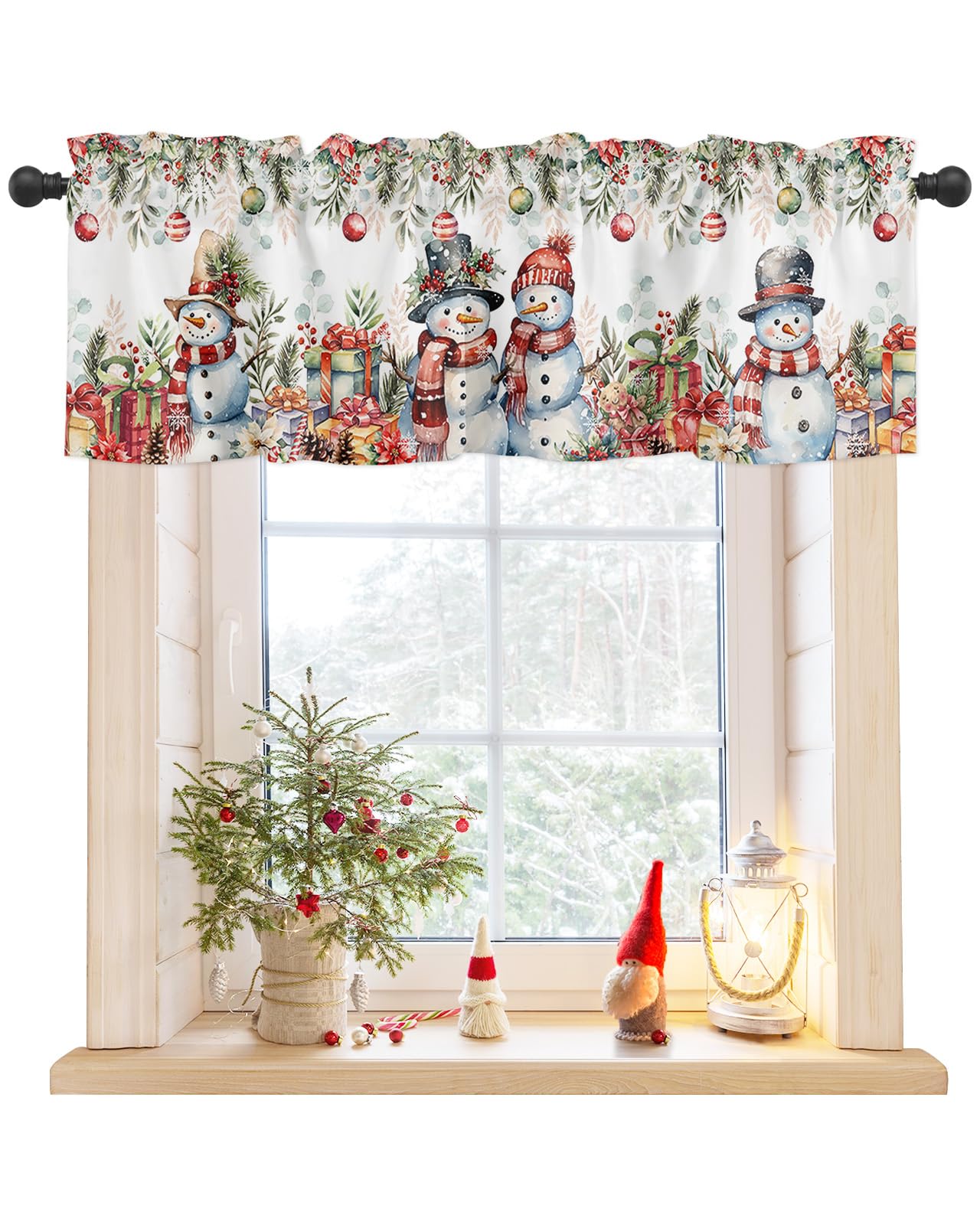 Amazon.com: Christmas Snowman Curtain Valances for Windows, Xmas Ball ...