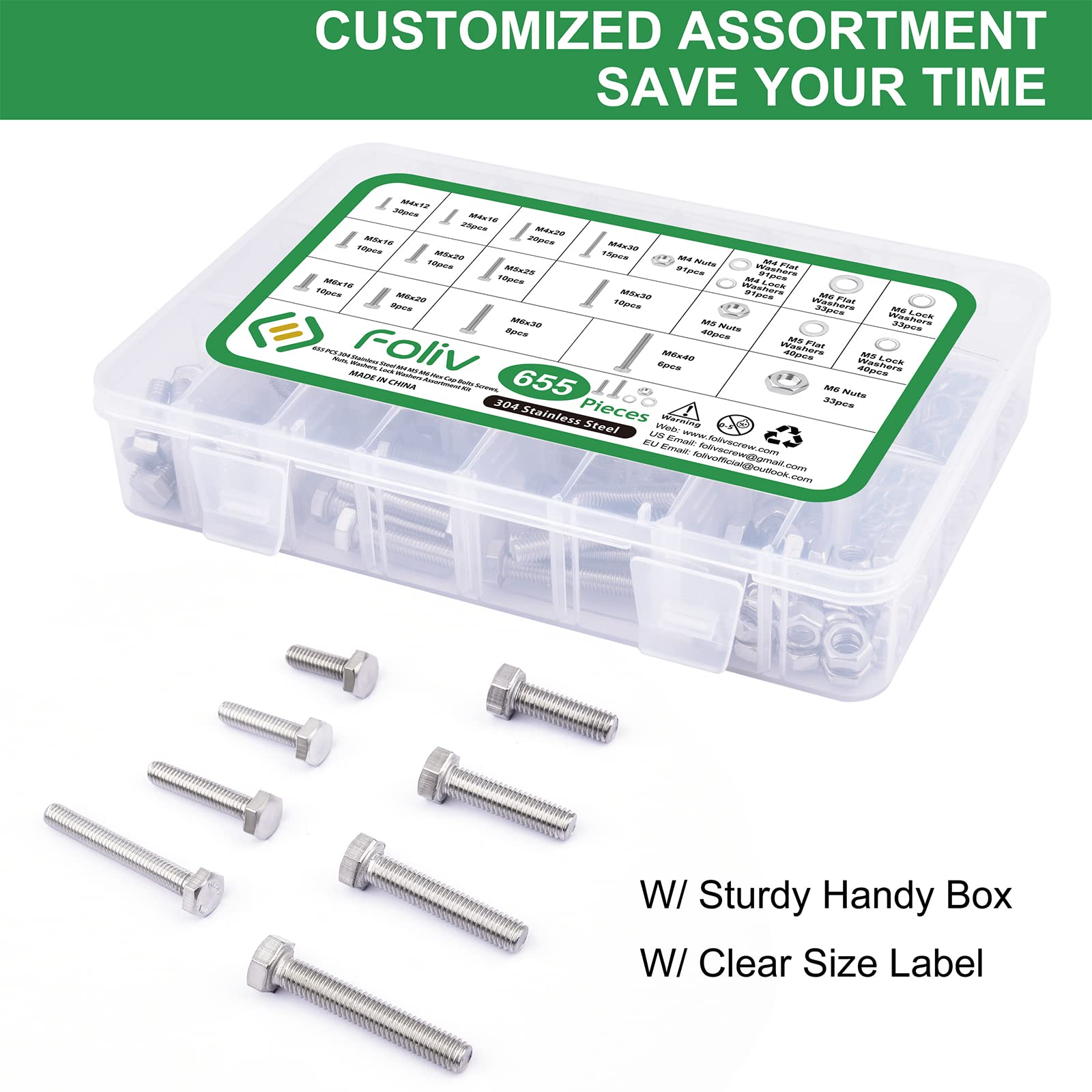 Snapklik.com : Heavy Duty Bolts, FOLIV 655PCS Heavy Duty Bolts Nuts ...