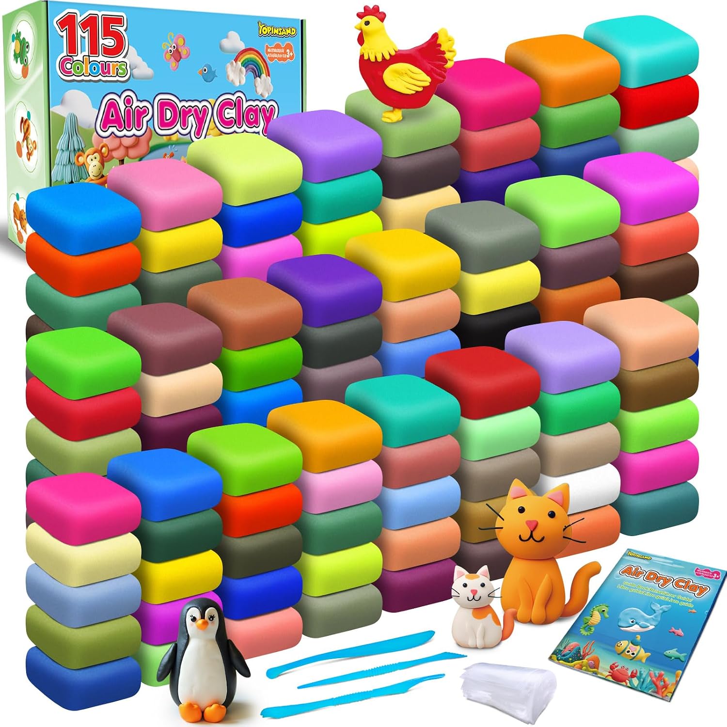 Amazon.com: YOPINSAND Air Dry Clay 115 Colors, Modeling Clay for Kids ...