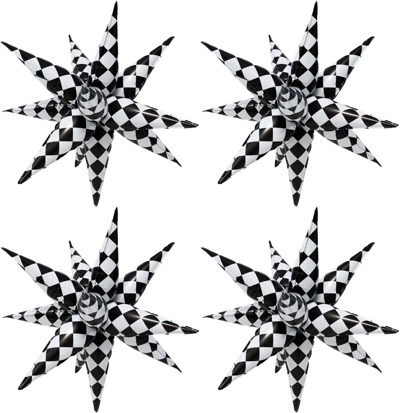 Amazon.com: 4pcs 26” Black and White Checked Balloons Racing Balloon ...