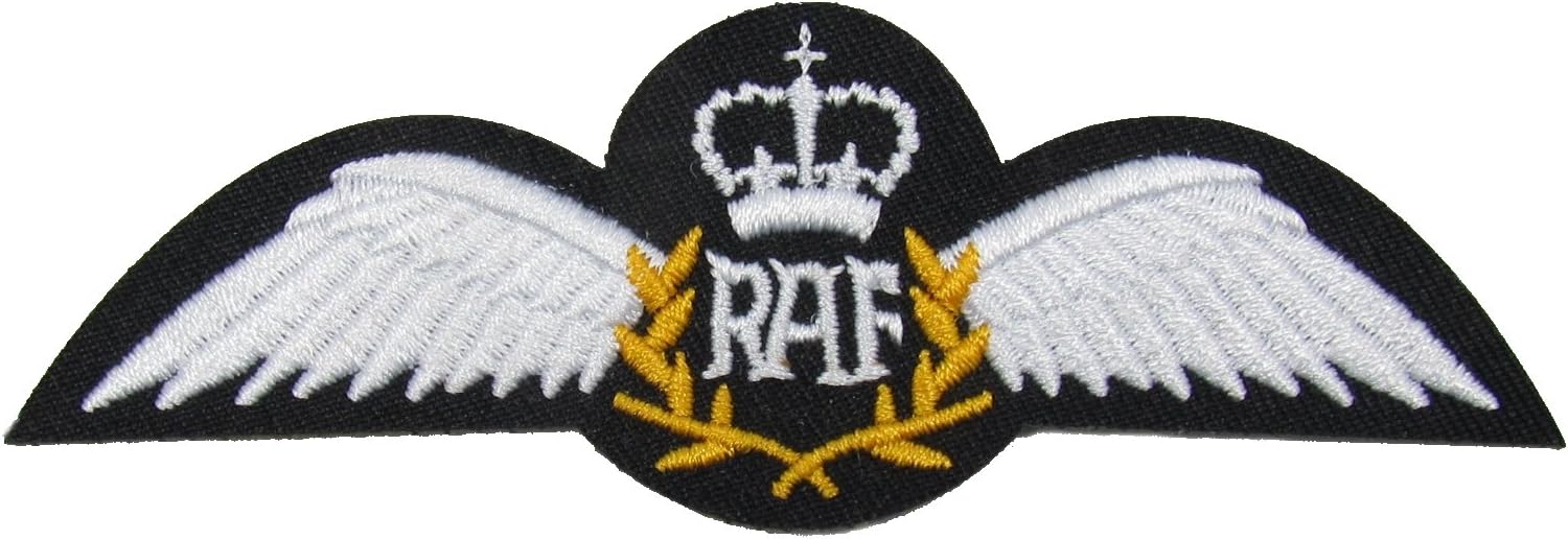 RAF Pilot Wings Iron or Sew On Embroidered Patch Badge Air Force ...