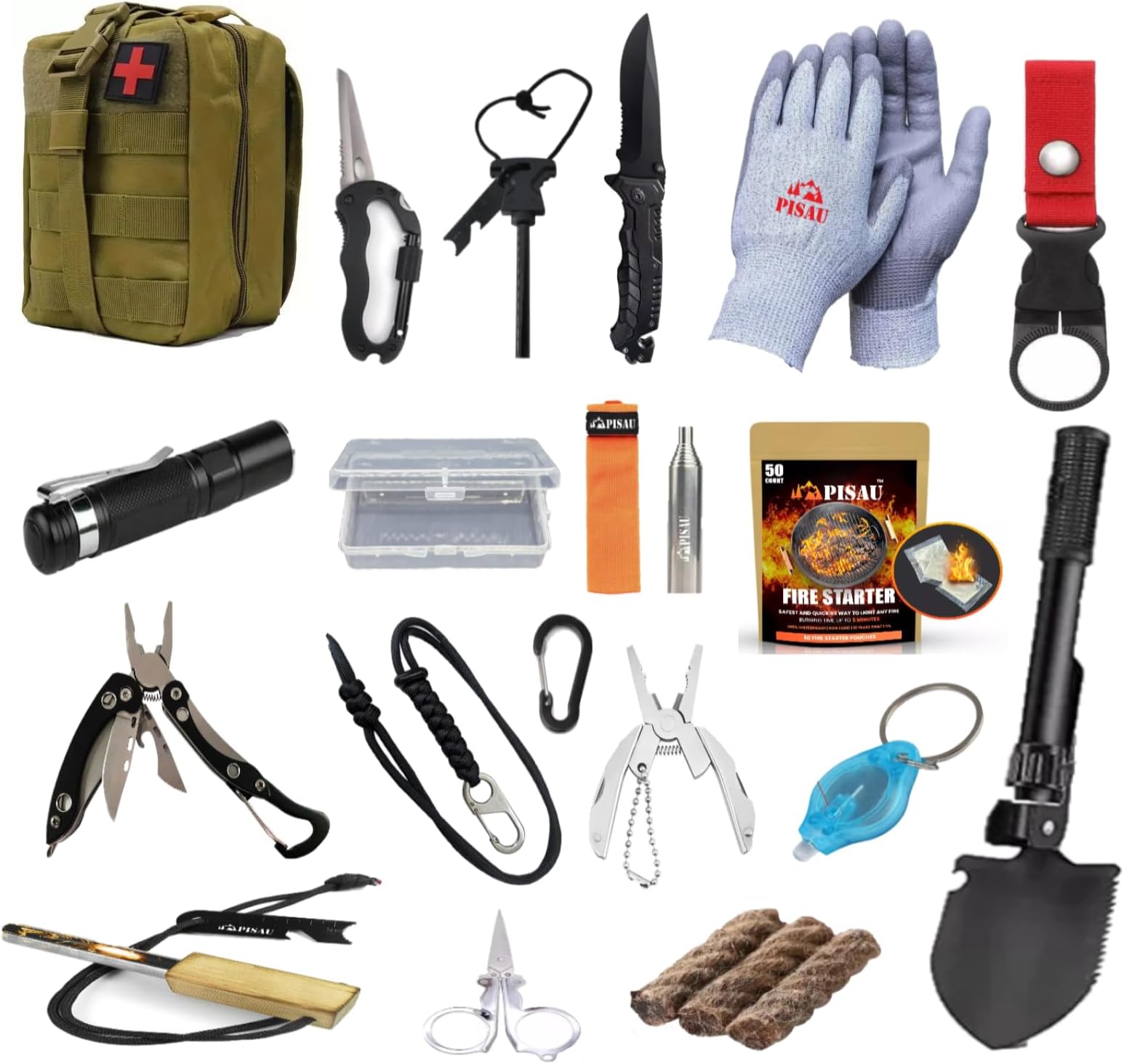 TKO Outdoor Professional Survival Kit - 20 in 1 Tactical Gear for ...