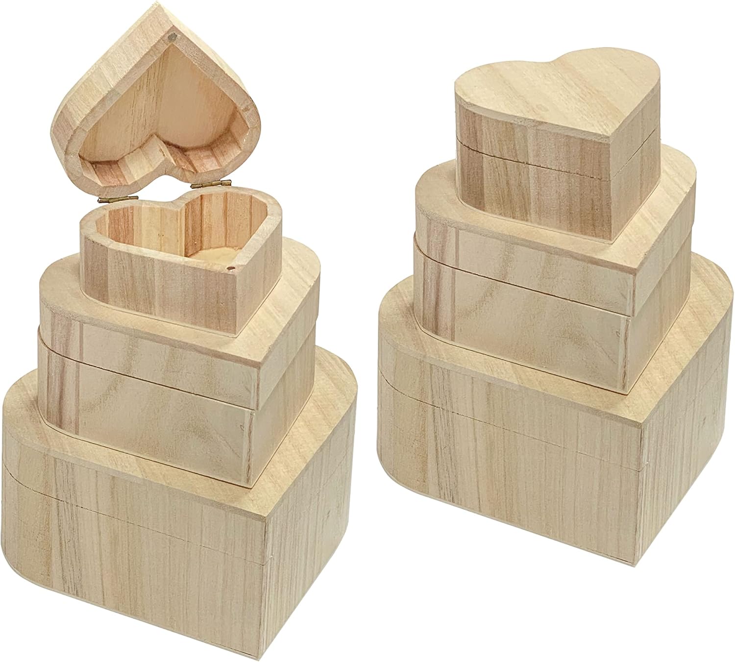 Amazon.com: Cregugua 6 Pack Wooden Box Heart-Shaped Jewelry Box ...