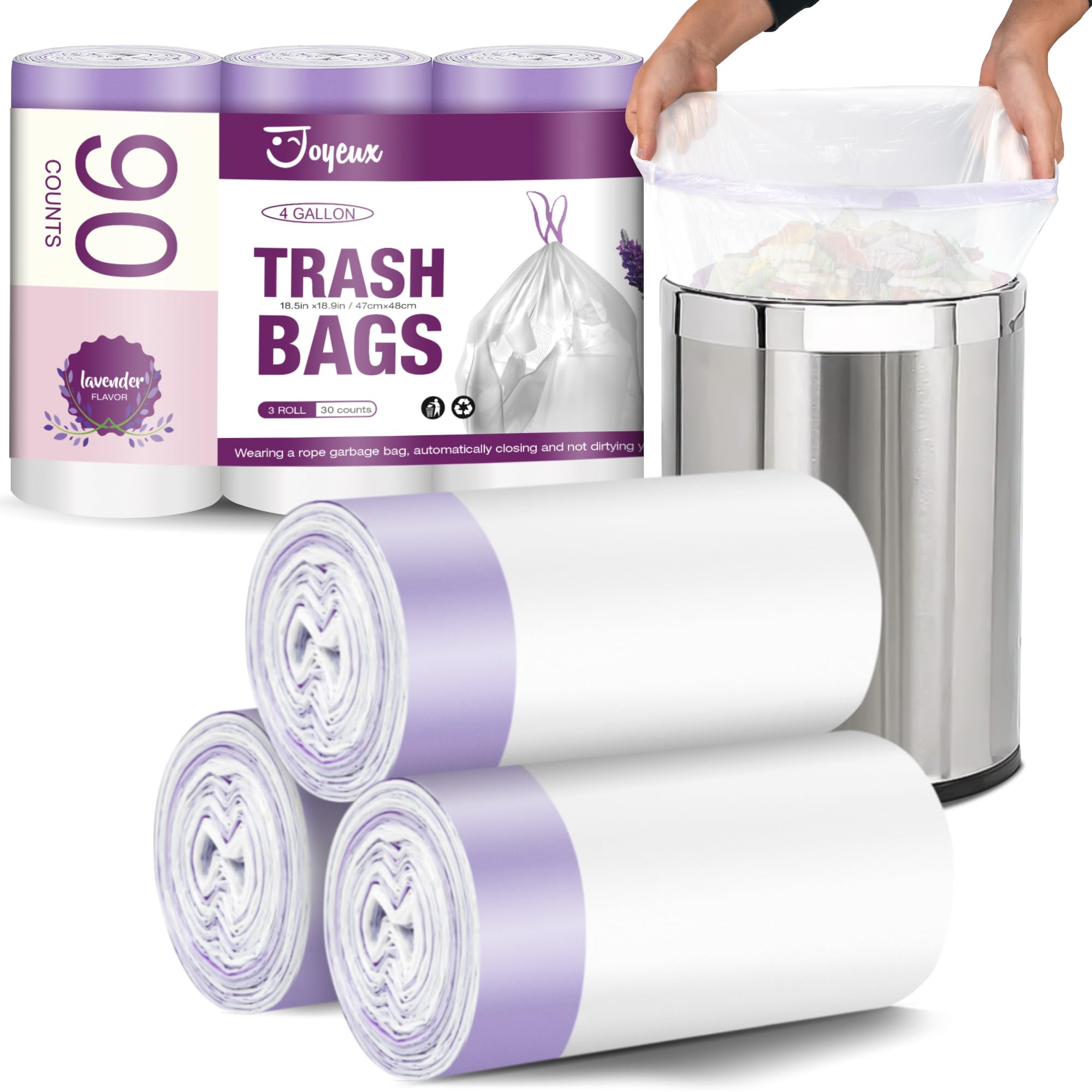 Snapklik.com : Small Trash Bags 4 Gallon - 90 Count Drawstring Small ...
