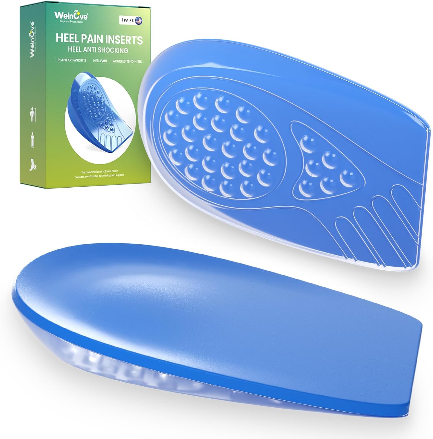 Amazon.com: Heel Inserts Cushion for Men Shoes - Welnove Gel Heel Lift ...