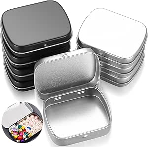 PYVNBG 8 Pcs Small Tins With Lids, Silver Rectangular Tins Metal ...