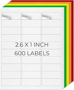 Amazon.com : YIKIADA 5 Colors Printable Address Labels 1" × 2-5/8" Self ...