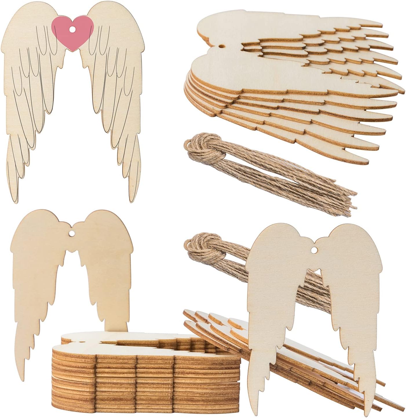 Amazon.com: 20 pcs Angel Wing Wood DIY Crafts Cutouts Blank Wooden ...