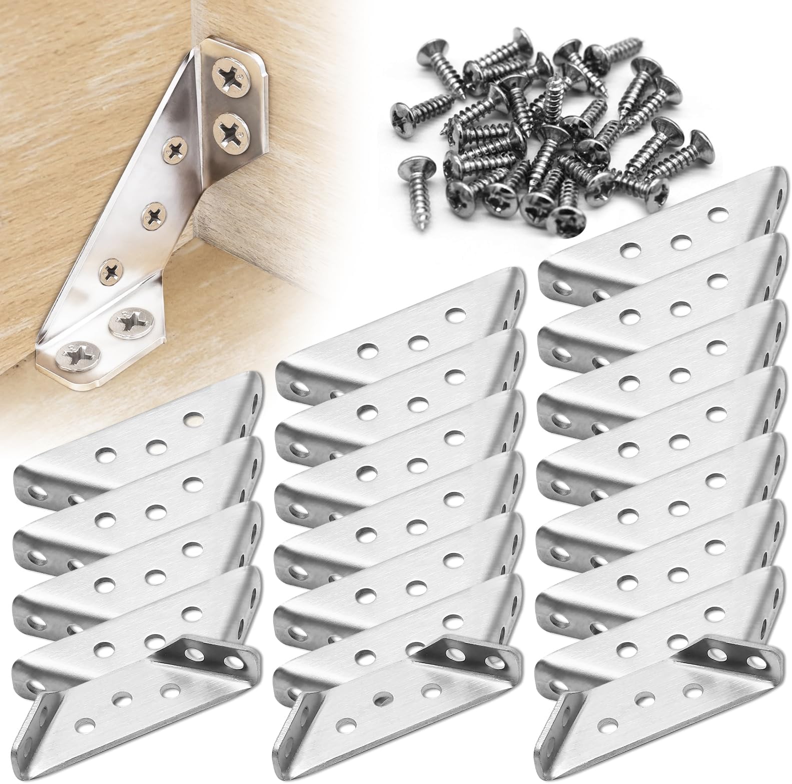 Amazon.com: 20 Pack Furniture Corner Connectors - Stainless Steel ...