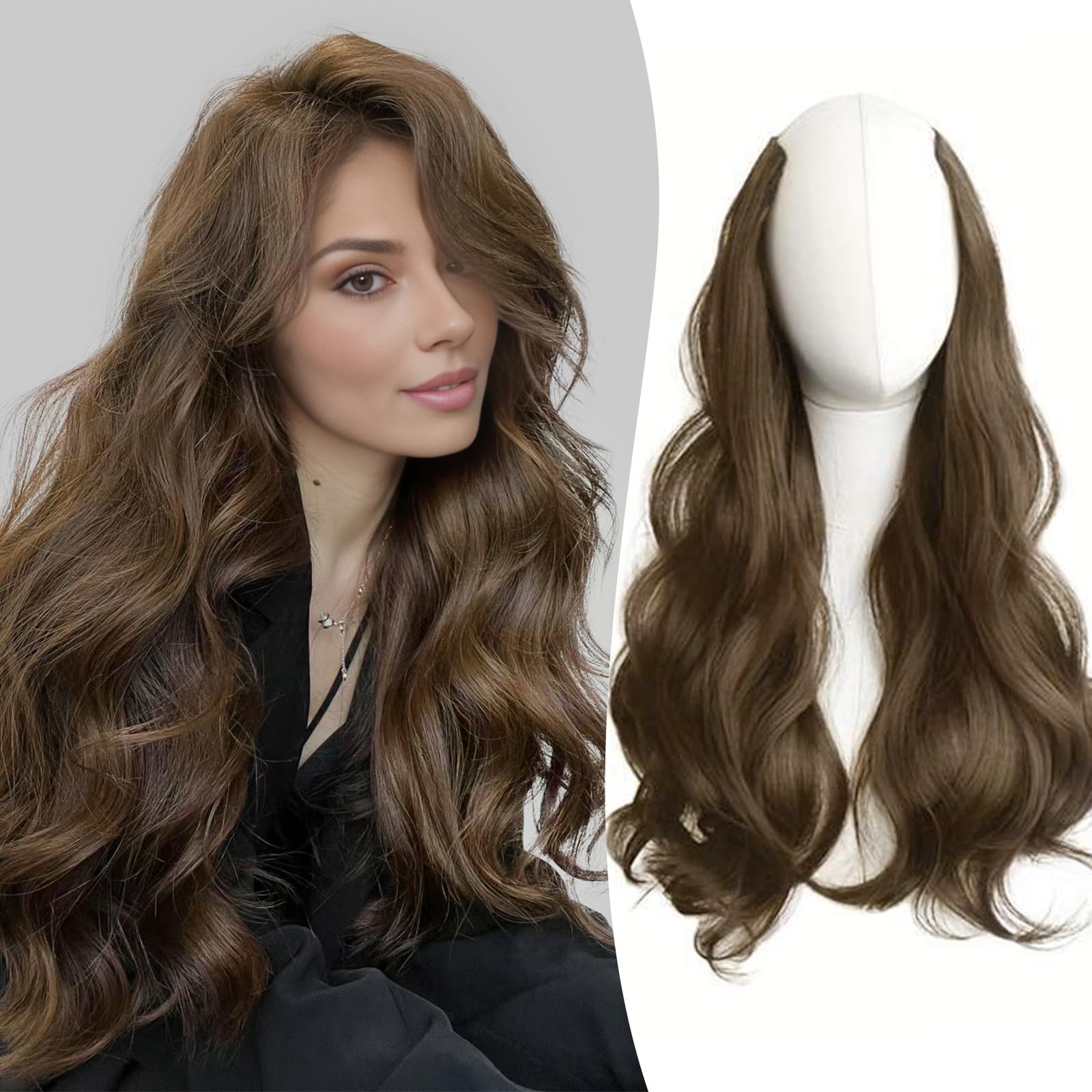Amazon.com : FAVE One Piece Extensions for Daily Use V-Shaped Clip in ...