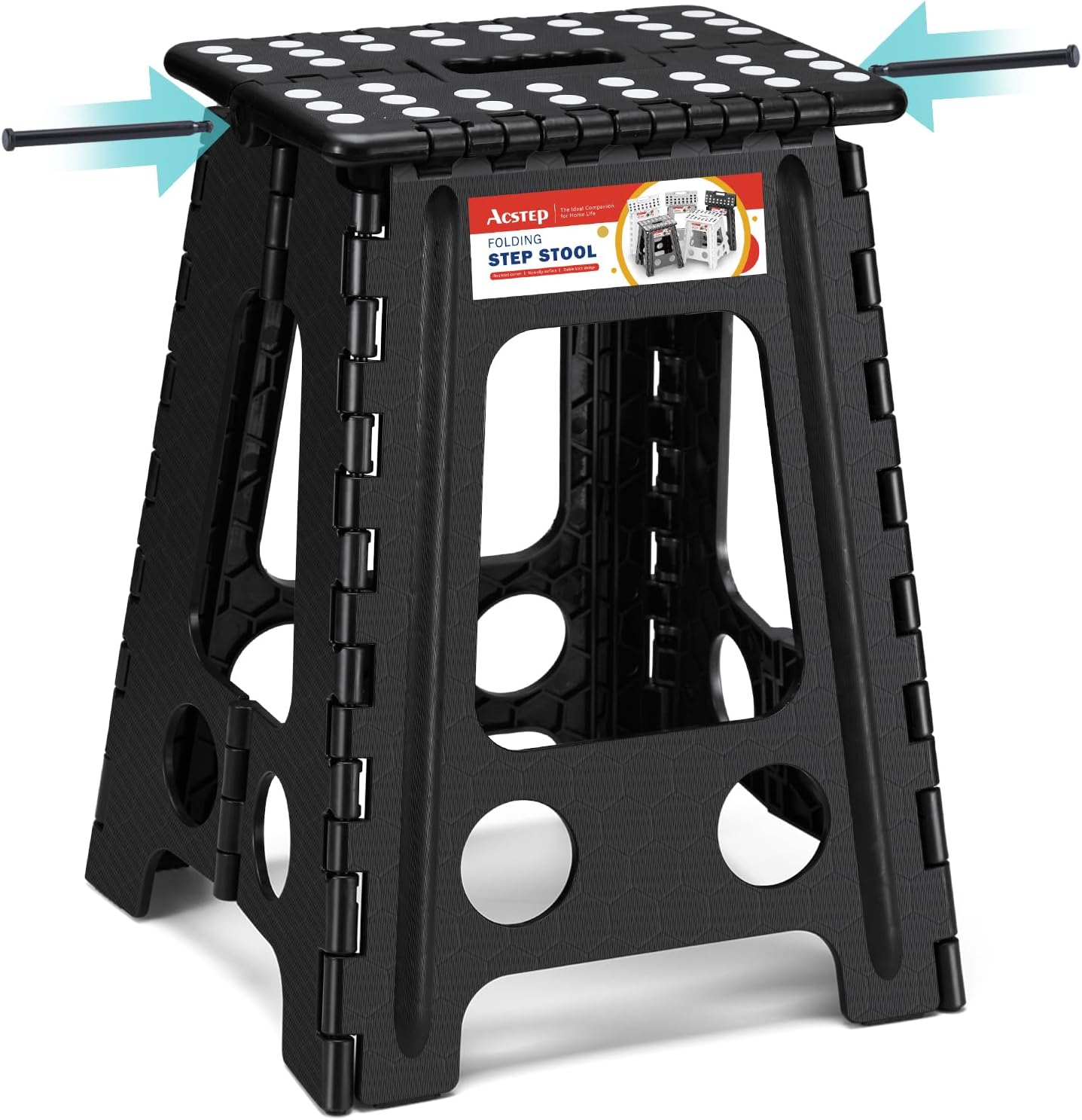 Amazon.com: Casafield 9" Folding Step Stool with Handle, Black ...