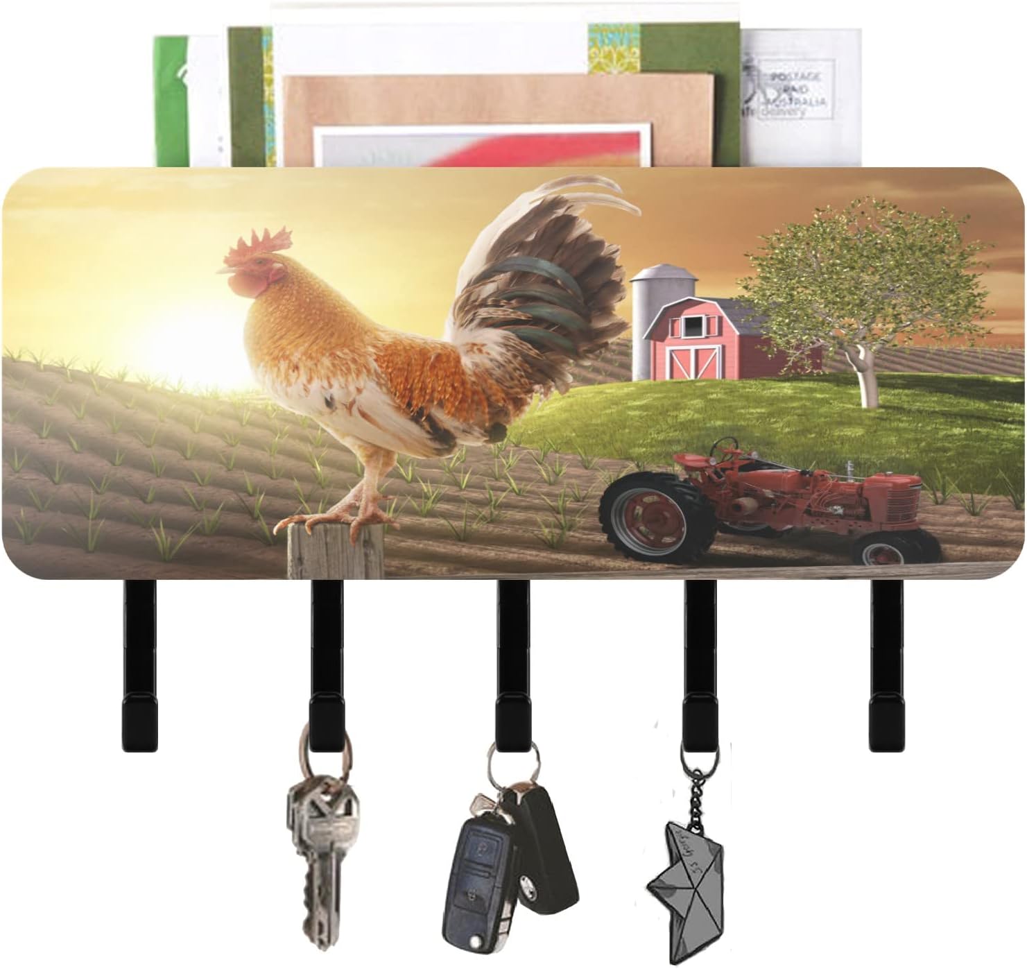 Amazon.com: Sinestour Rooster Farmhouse Key Holder for Wall Key Hanger ...