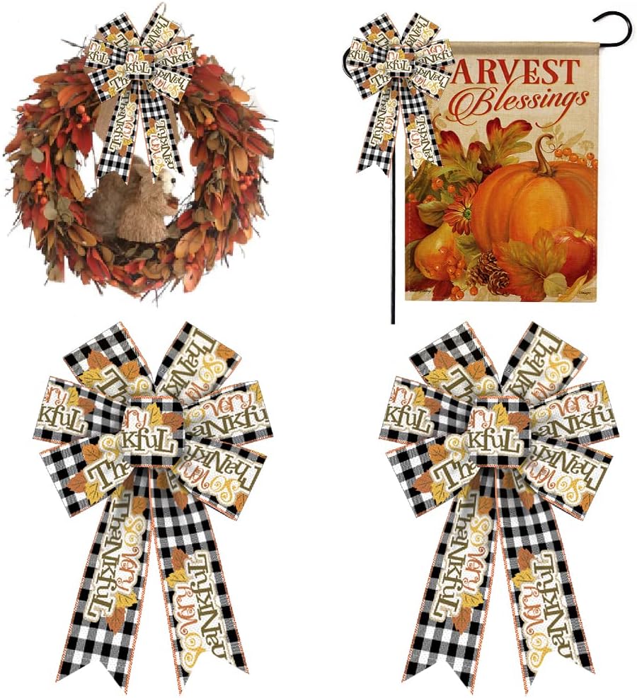 Amazon.com: Hying 2 Pieces Fall Bows for Wreath, Thanksgiving Wreath ...