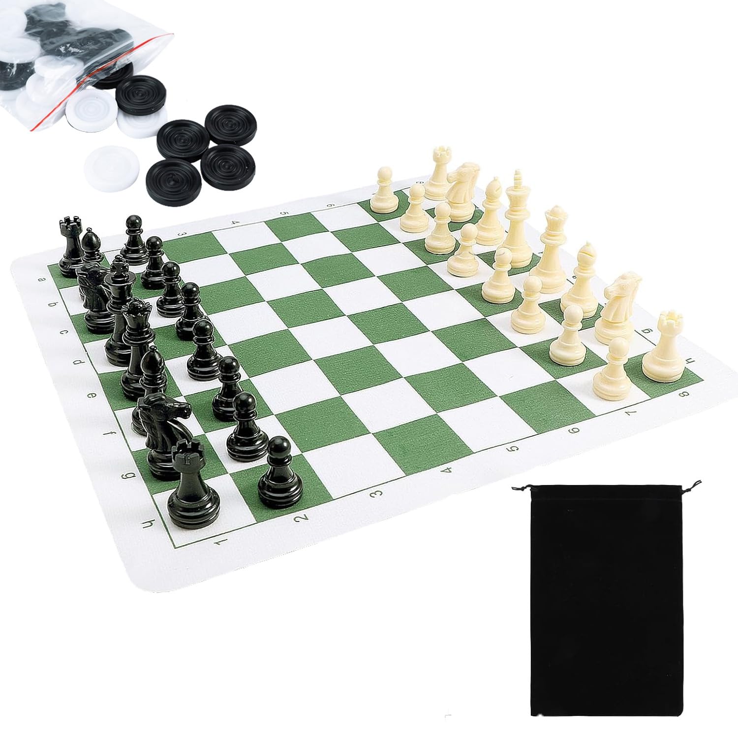 Amazon.com: Reicyfang Portable Chess & Checkers Set, 2 in 1 Travel ...