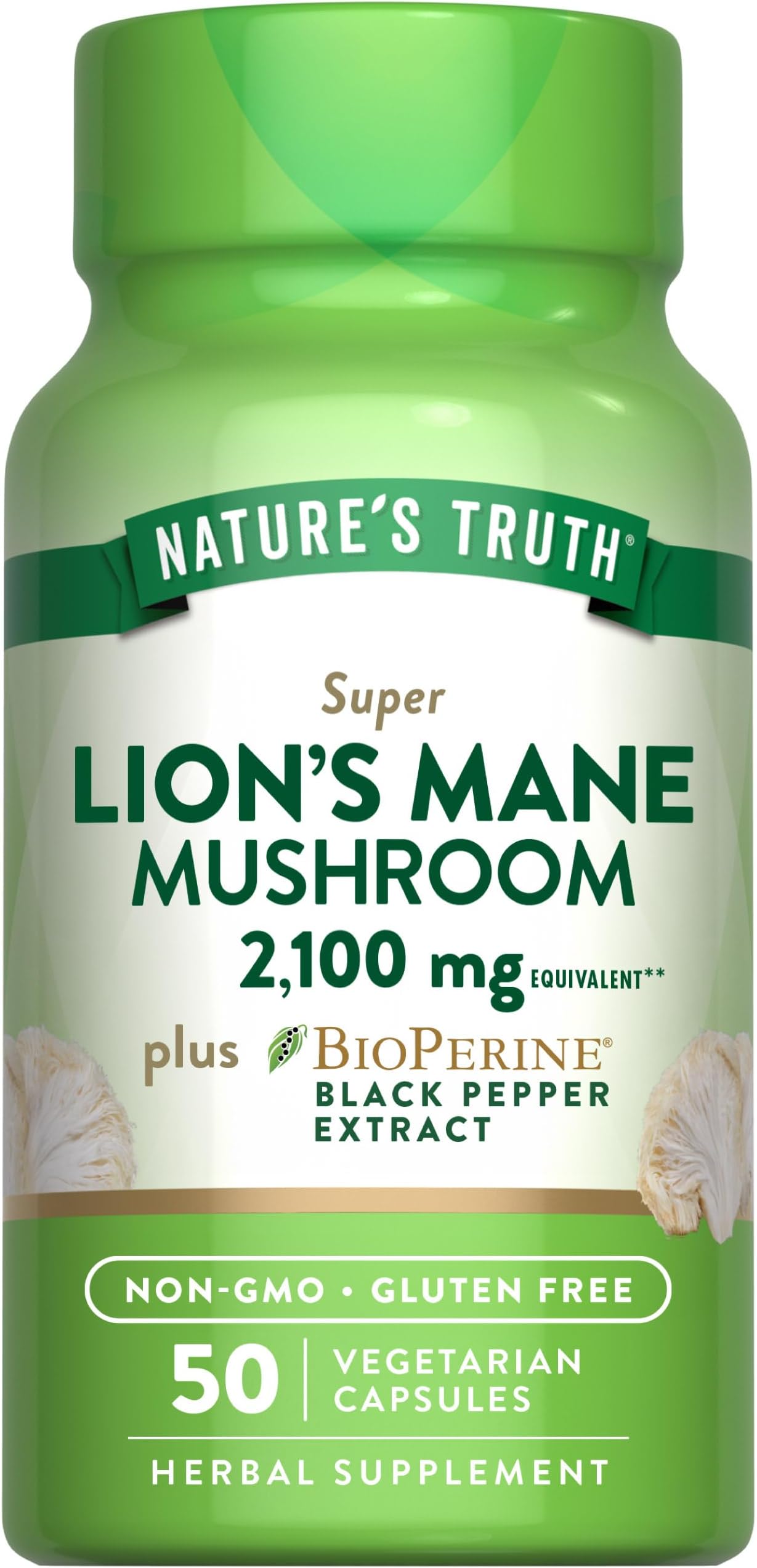 Amazon.com: Nature's Truth Lions Mane Mushroom Supplement | 2100mg | 50 ...