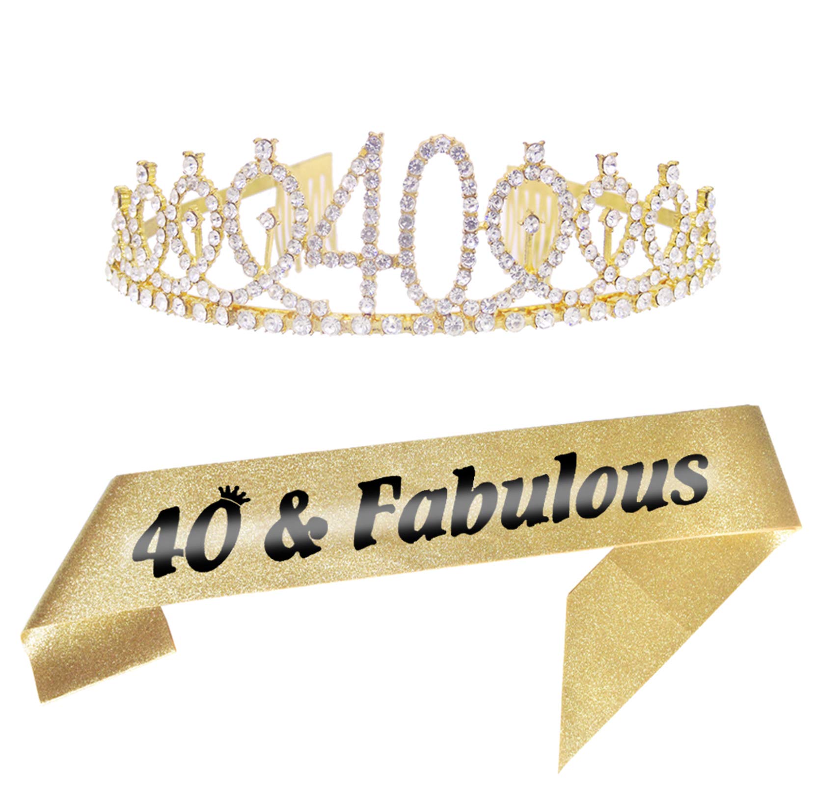 Buy 40th Gold Birthday Tiara and Sash Happy 40th Birthday Party ...
