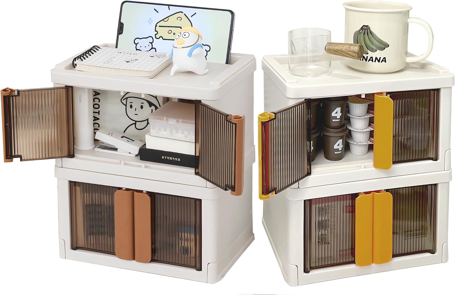 Amazon.com - AARAINBOW 4 Pcs Plastic Storage Bins with Lids and Doors ...