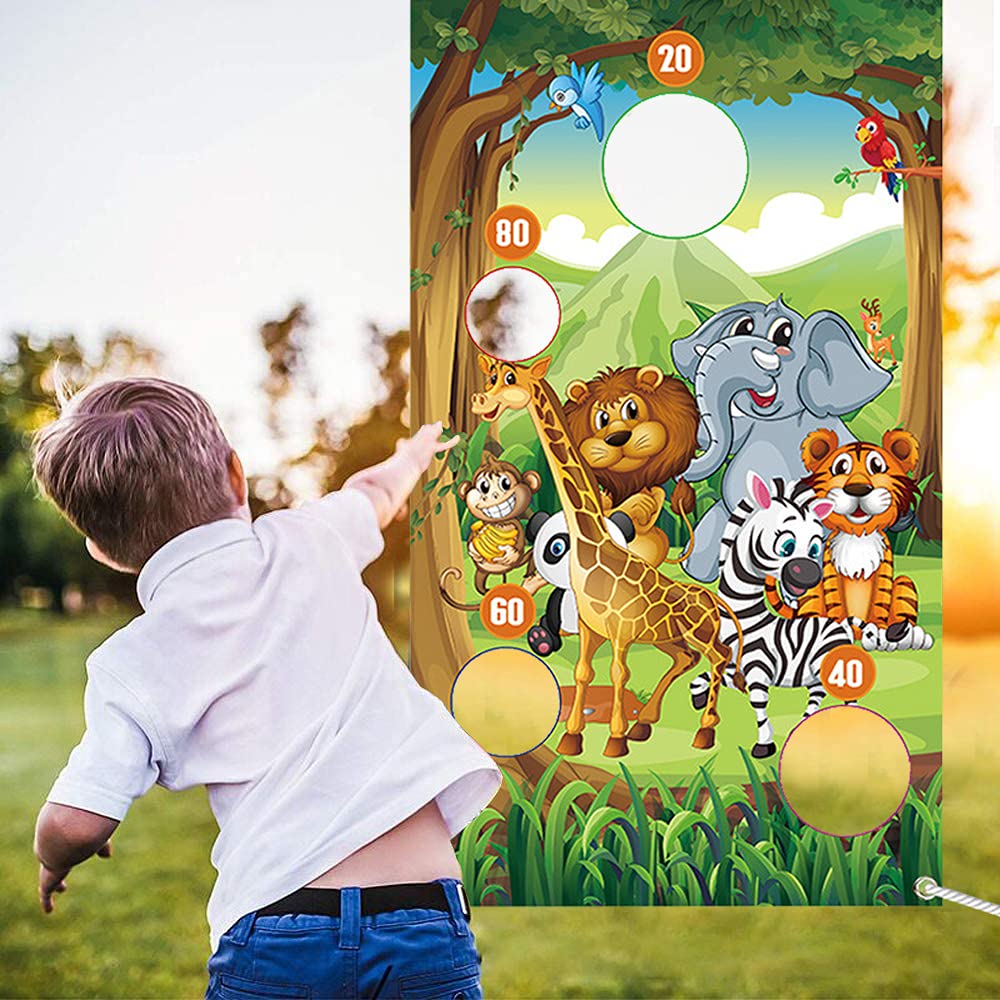 Buy Safari Animals Toss Games Banner with 3 Bean Bags, Jungle Wild ...