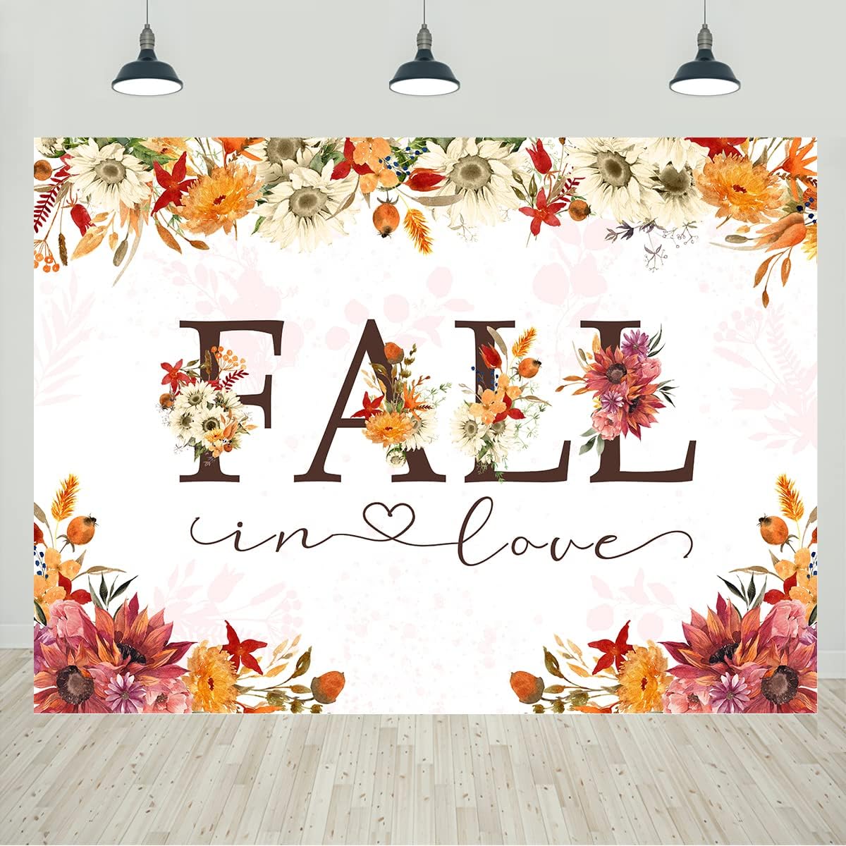 Amazon.com : Fall in Love Bridal Shower Backdrop Autumn Boho Floral ...