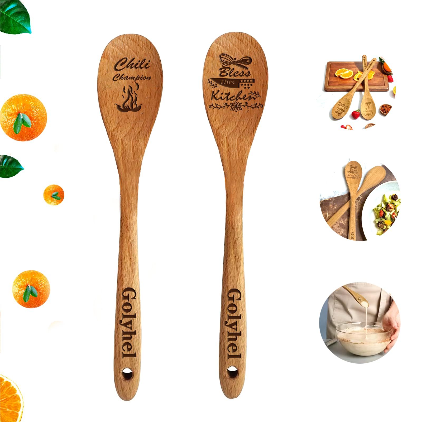 Amazon.com: Golyhel 2PCS Engraved Wood Spoons Set, Chili Champion and ...