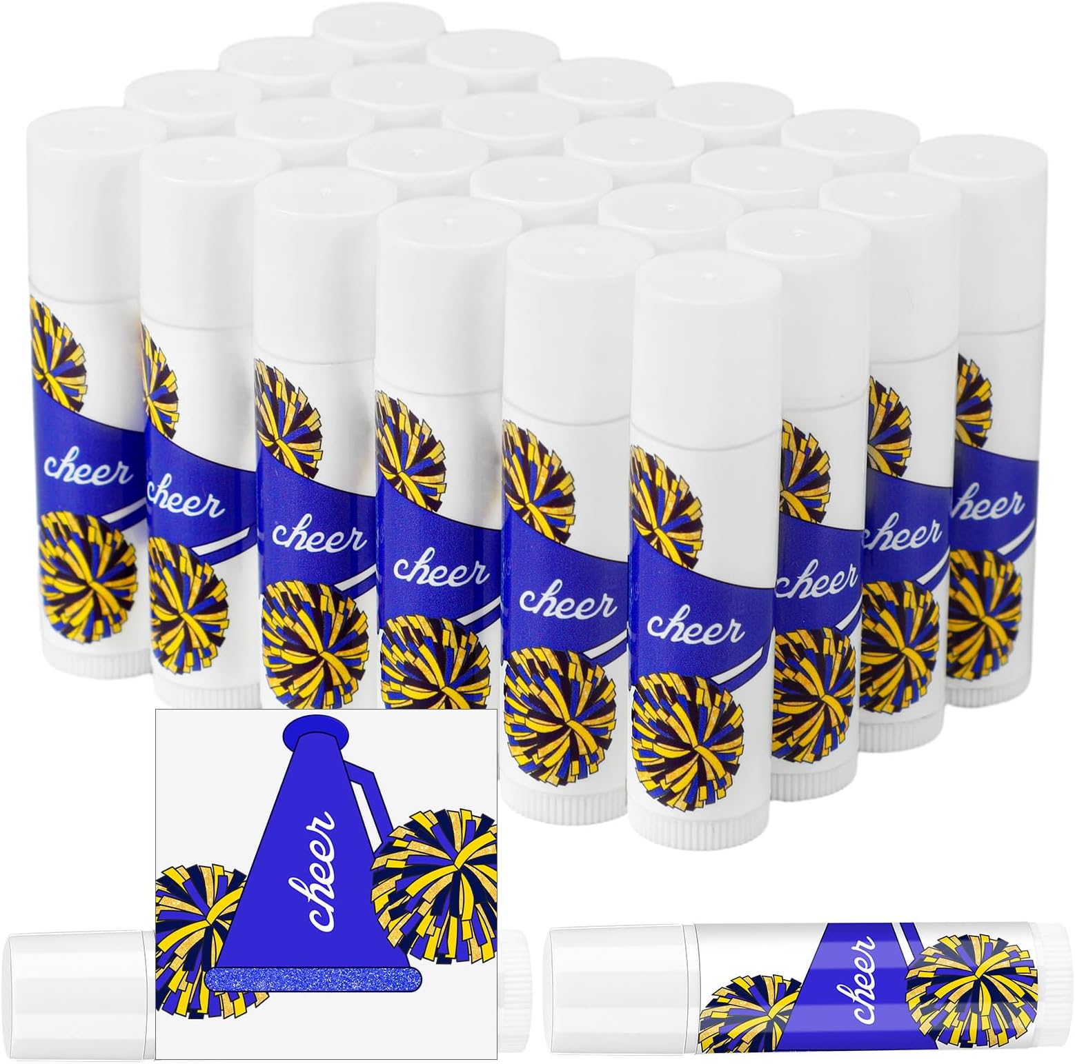 Amazon.com : Suttmin 24 Pcs Cheer Lip Balm Cheer Teams Gifts Pom Pom ...