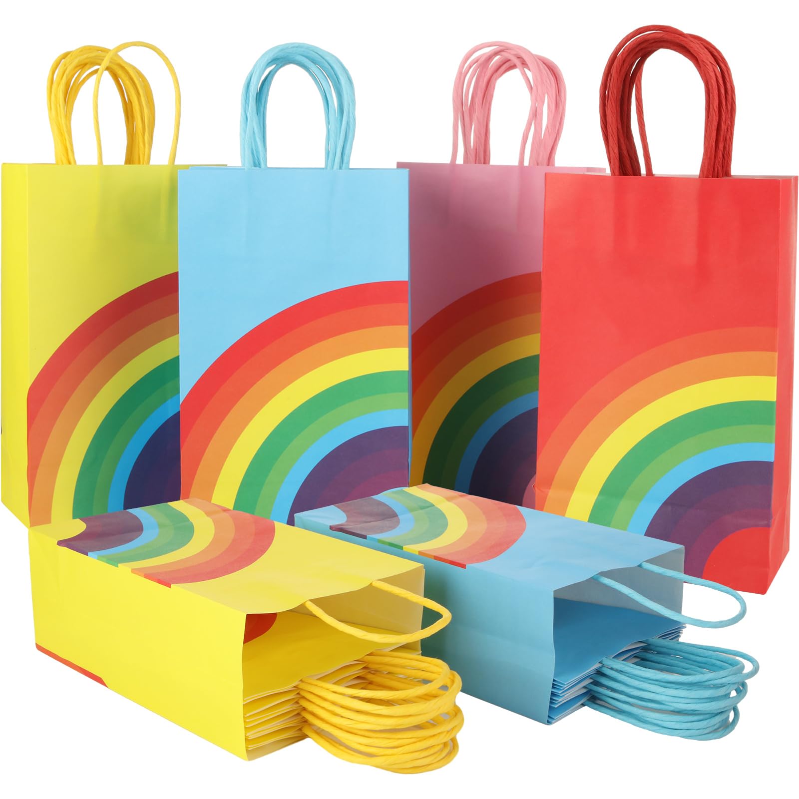DAJAVE 60 Pcs Party Bags, Rainbow Paper Party Bags for Kids Party 4 ...