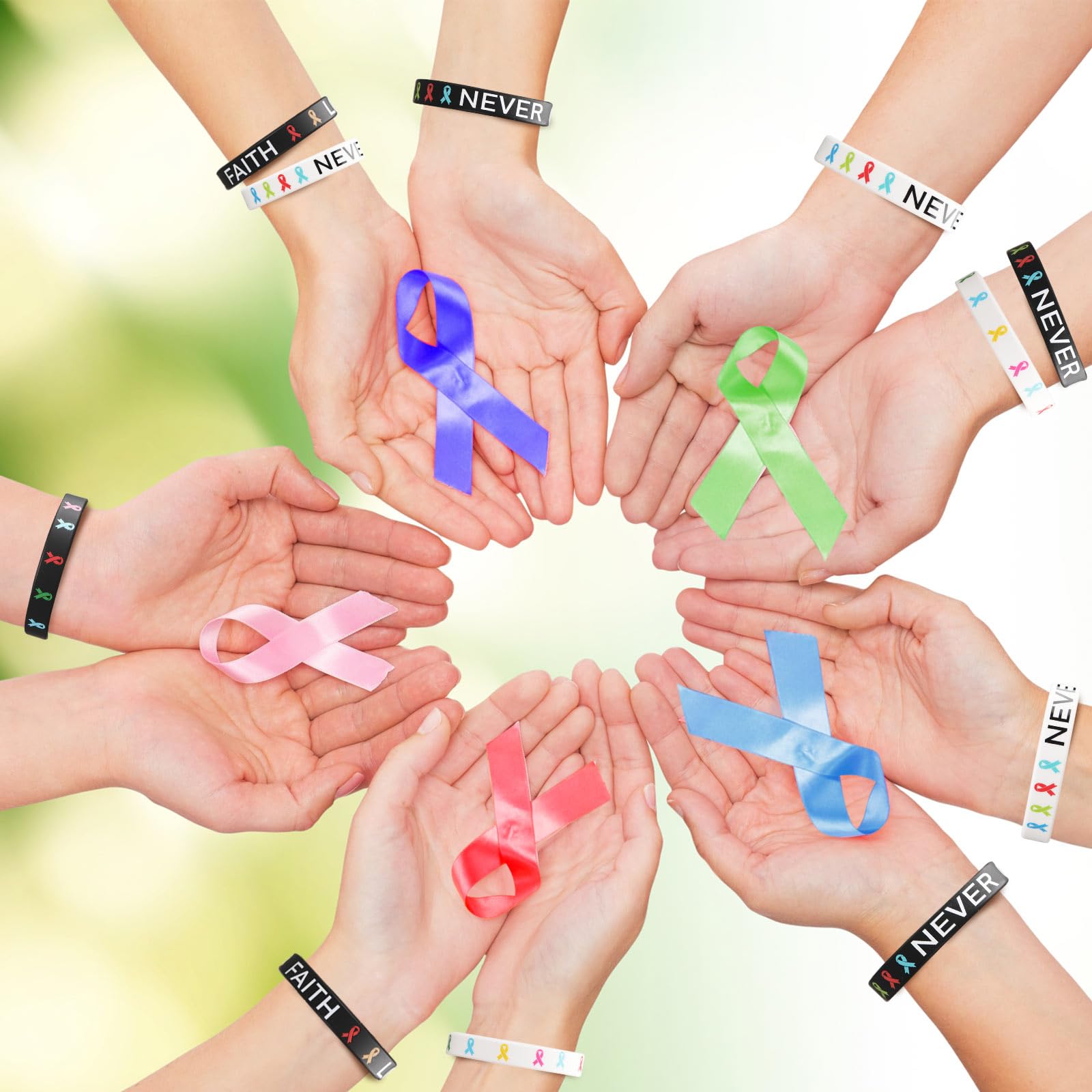 Snapklik.com : Glitinsel 48 Pieces Cancer Awareness Silicone Bracelets ...