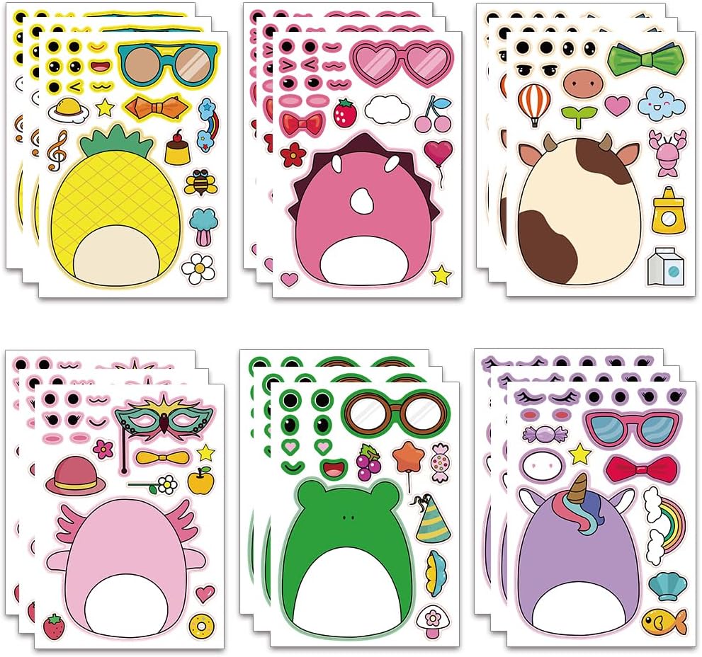 Amazon.com: 24Pcs Cartoon Make a Face Stickers,Birthday Party Favors ...
