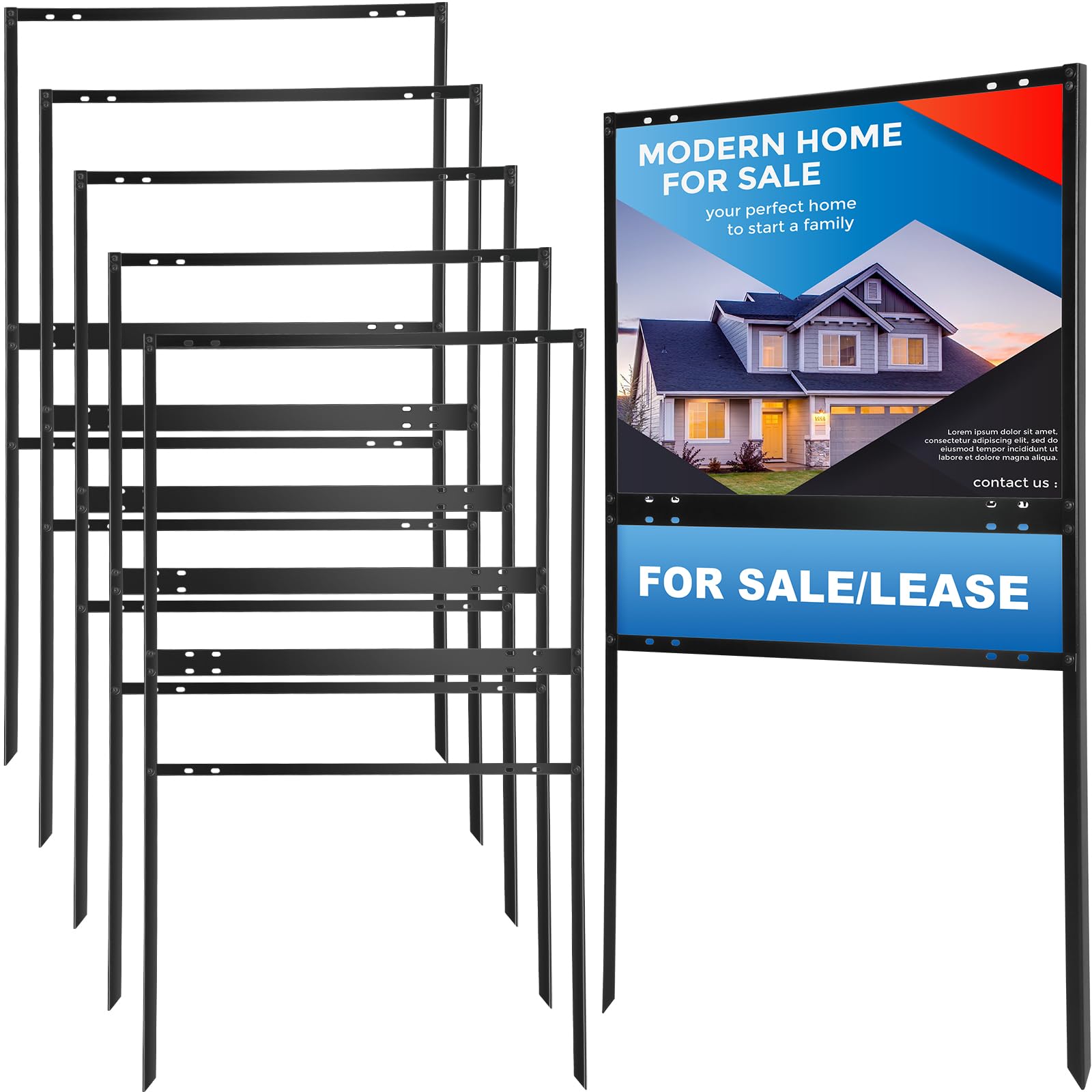 Amazon.com : Yaocom 6 Pack Real Estate Yard Signs Metal H Frame with ...