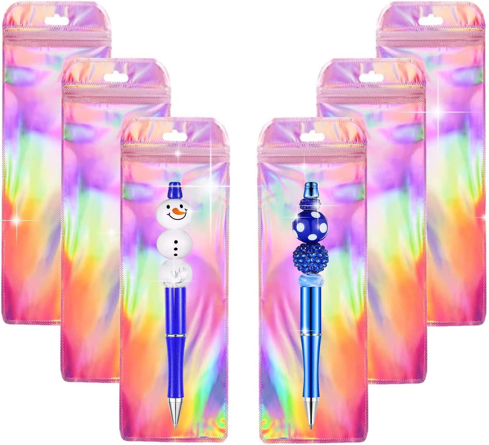 Amazon.com: 100Pcs Holographic Pen Bags Resealable Packaging Bag Pen ...