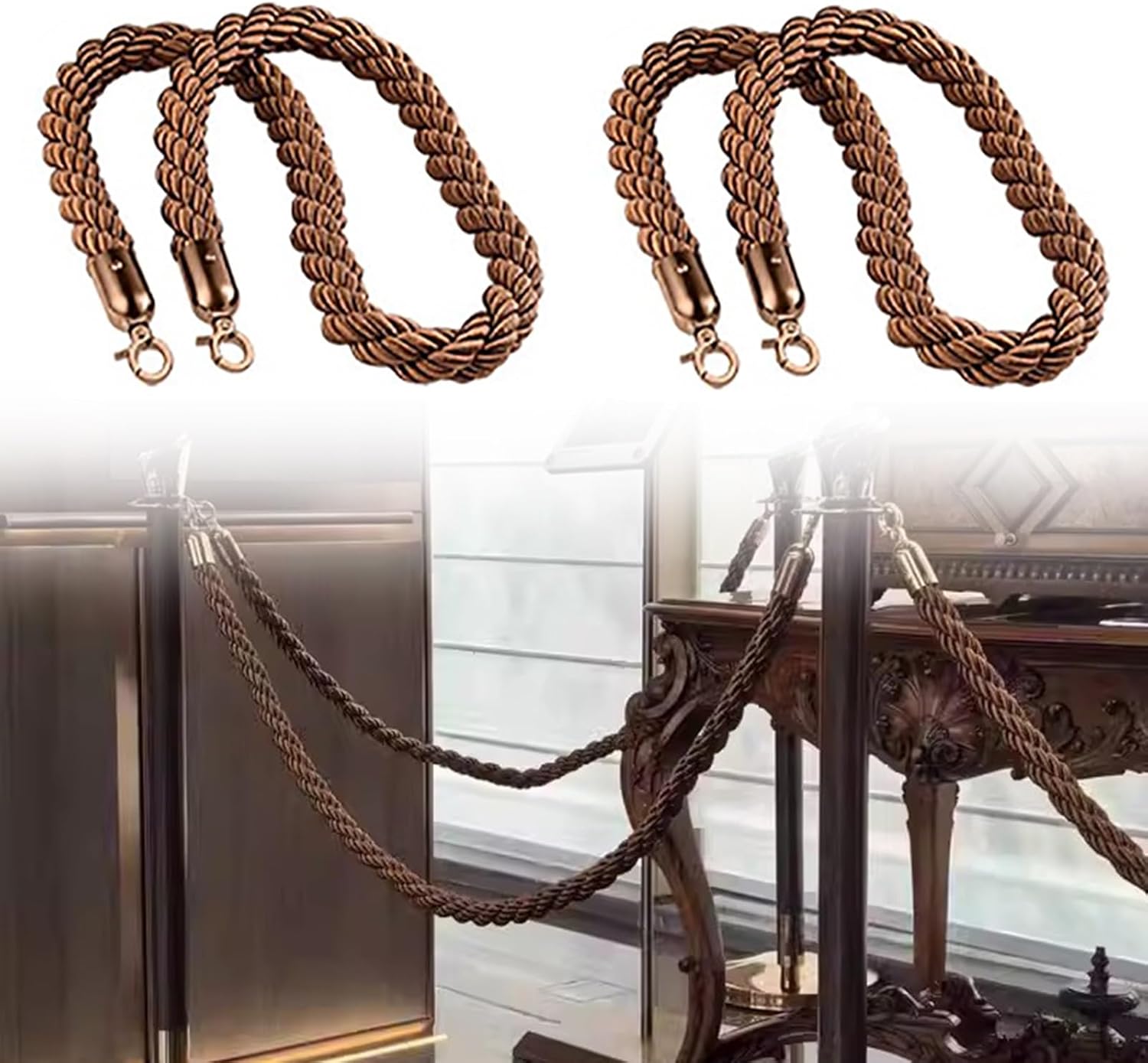 Amazon.com: 5 Feet Maroon Braided Stanchion Ropes, Set of 2 Twisted ...